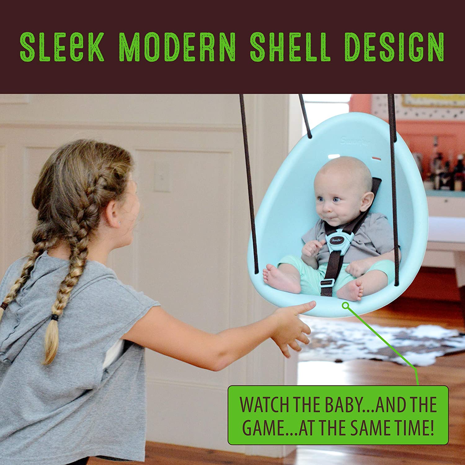 Swurfer Kiwi - Your Child's First Swing with Ergonomic Foam-Lined Shell ...