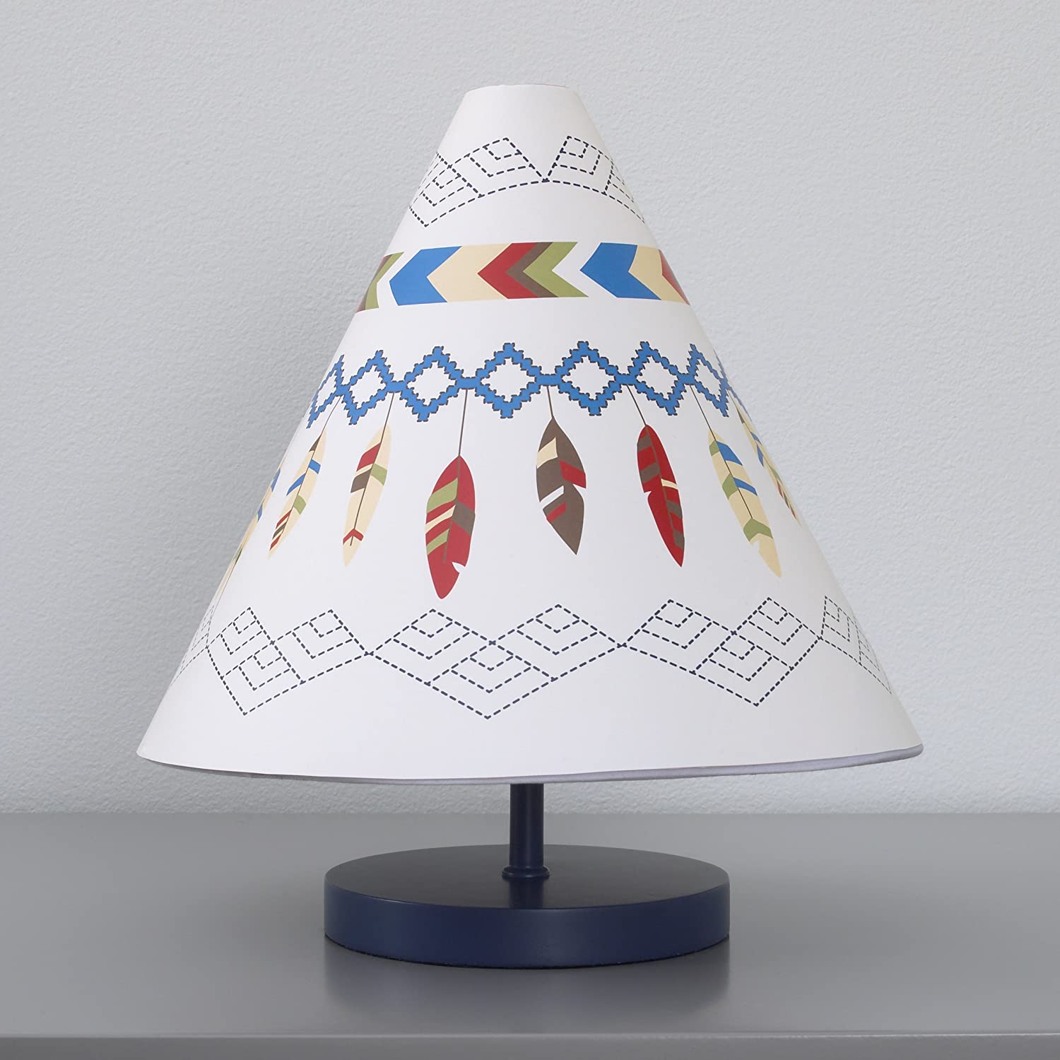 NoJo Teepee Lamp and Shade, Navy, Red, Ivory