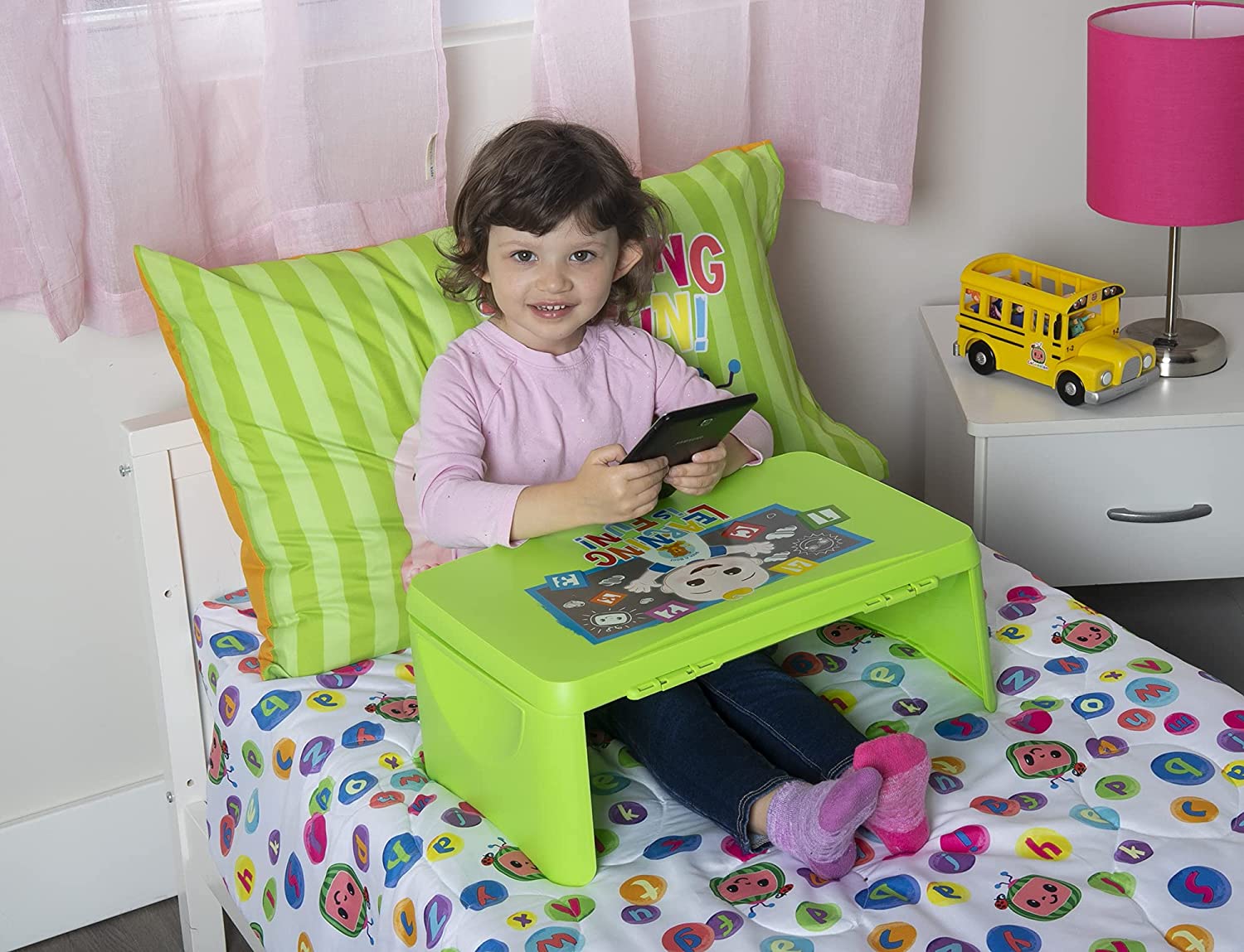 CoCoMelon Kids Lap Desk with Storage - Folding Lid and Collapsible ...