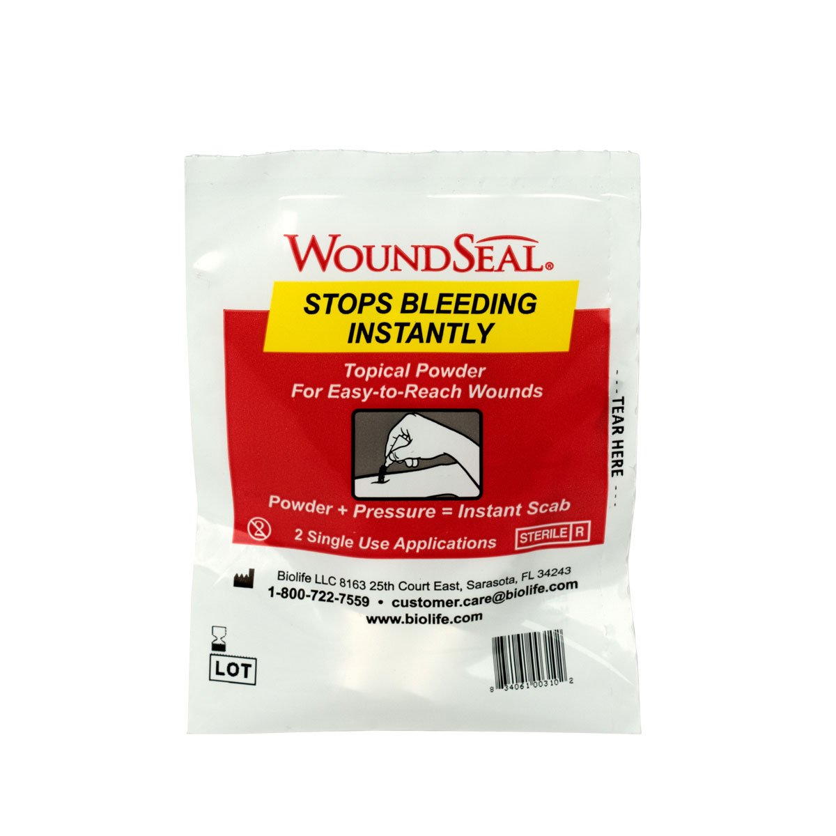 First Aid Only 90326 2 Piece WoundSeal Blood Clot Powder Pour Pack