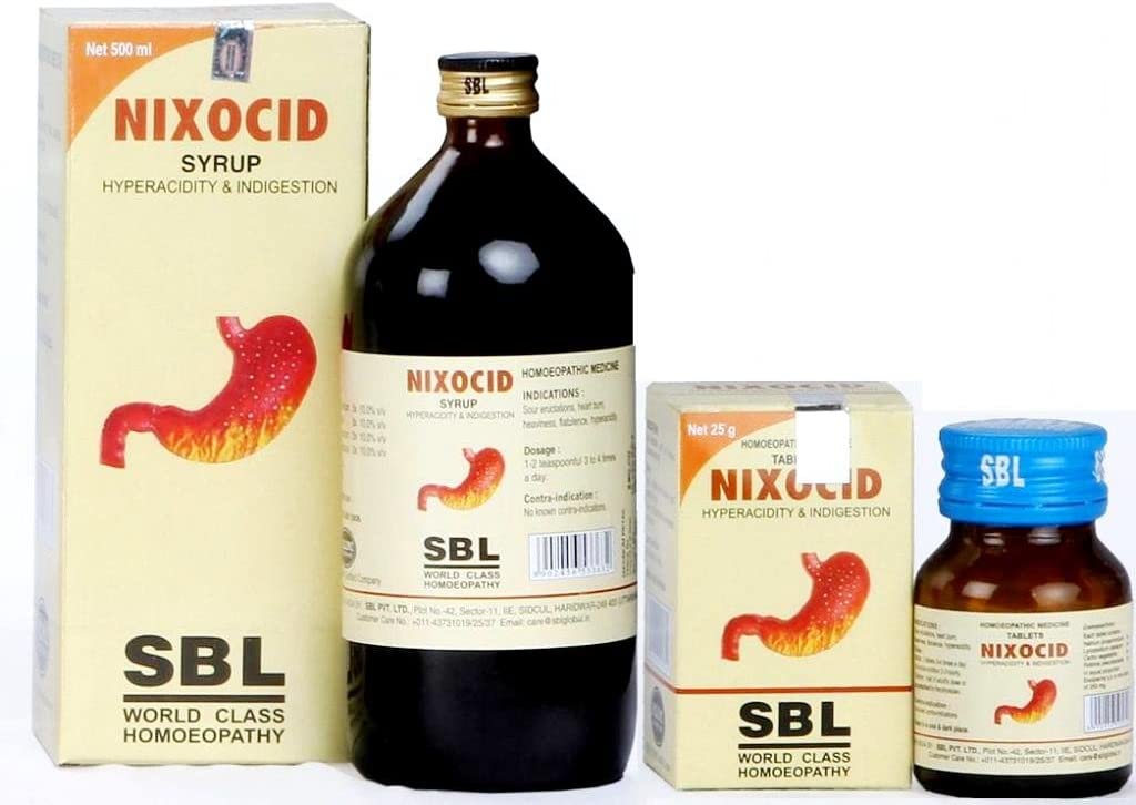 NIXOCID Syrup & Tablet Homeopathic Combo for Acidity & Indigestion