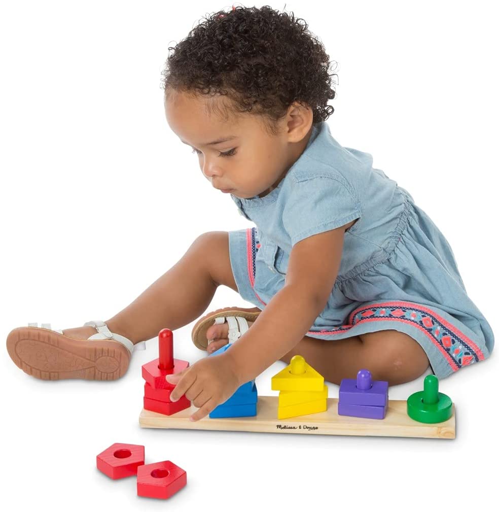 Melissa & Doug Stack and Sort Board - Wooden Educational Toy With 15 ...
