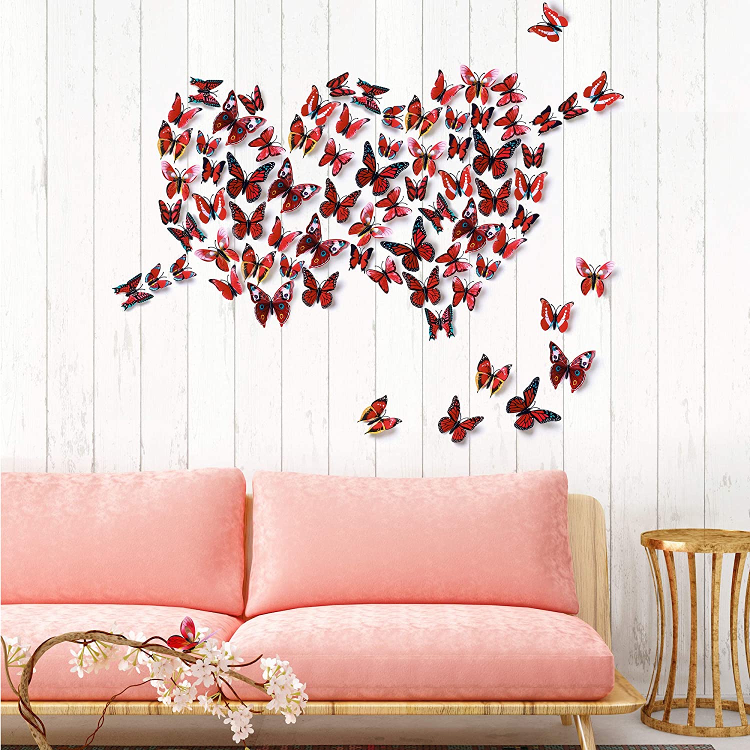 Amaonm\xc2\xae 60 Pcs 5 Packages Beautiful 3D Butterfly Wall Decals ...