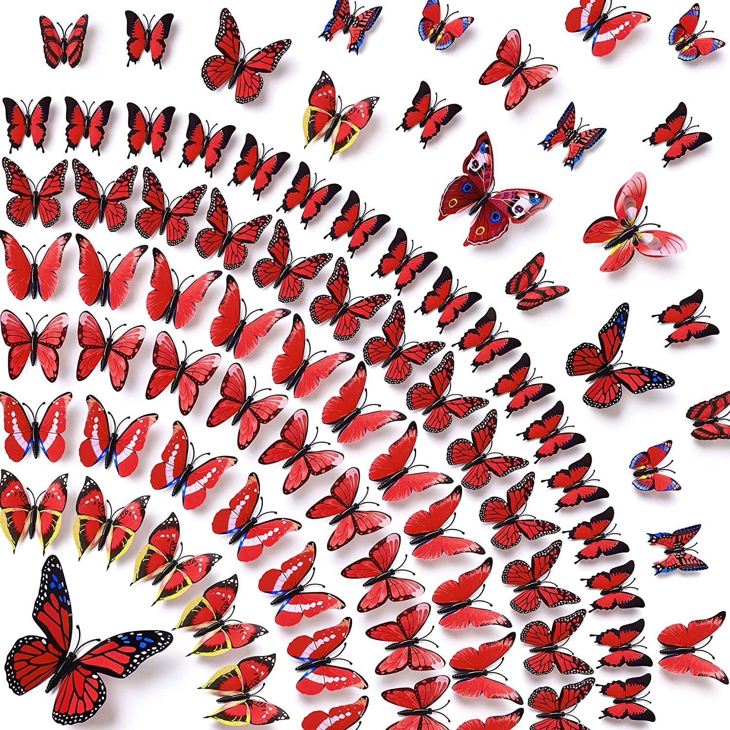 Amaonm\xc2\xae 60 Pcs 5 Packages Beautiful 3D Butterfly Wall Decals ...