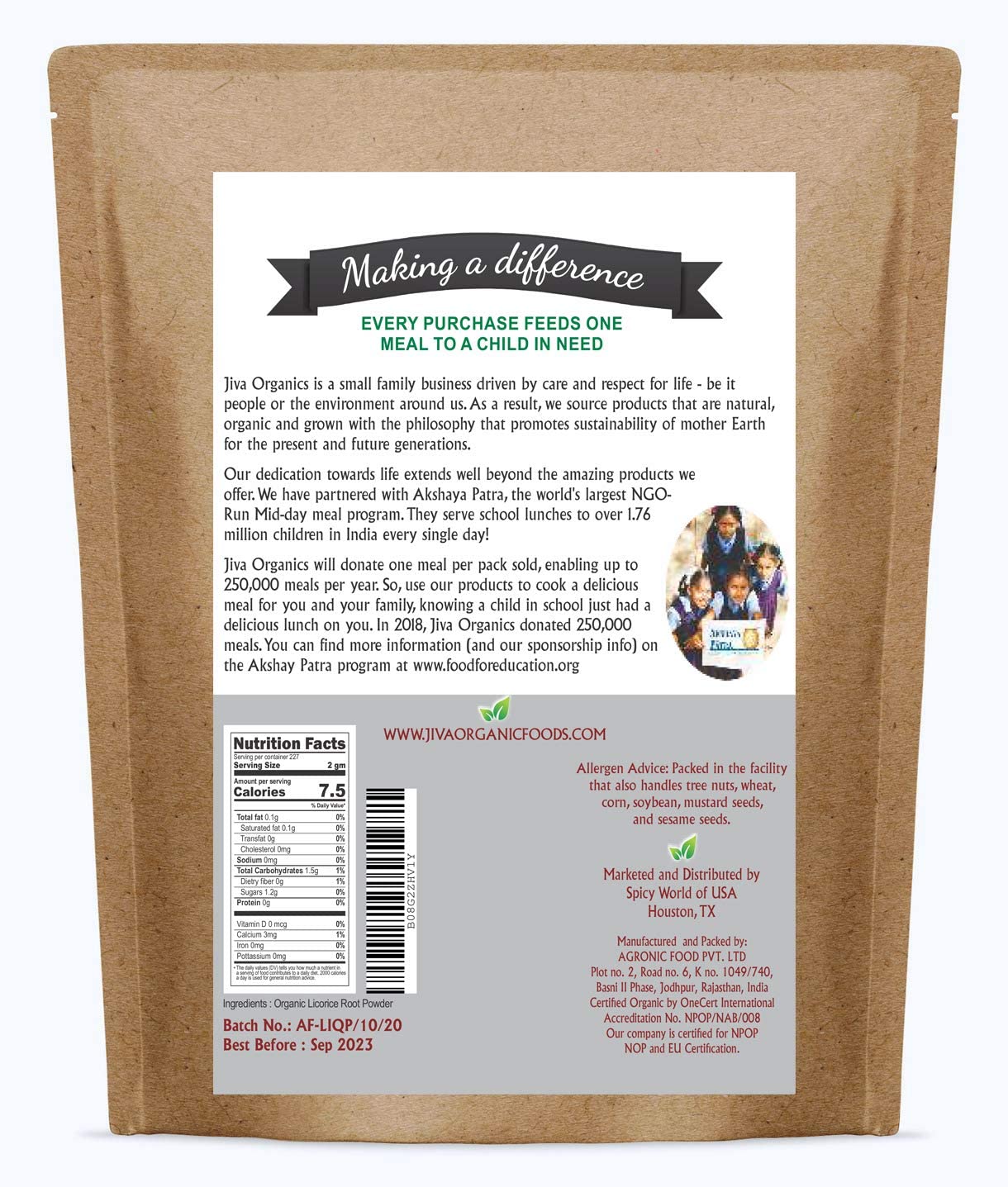 Jiva Organic Licorice Root Powder 1 Pound Bulk Bag (16oz) - Glycyrrhiza ...