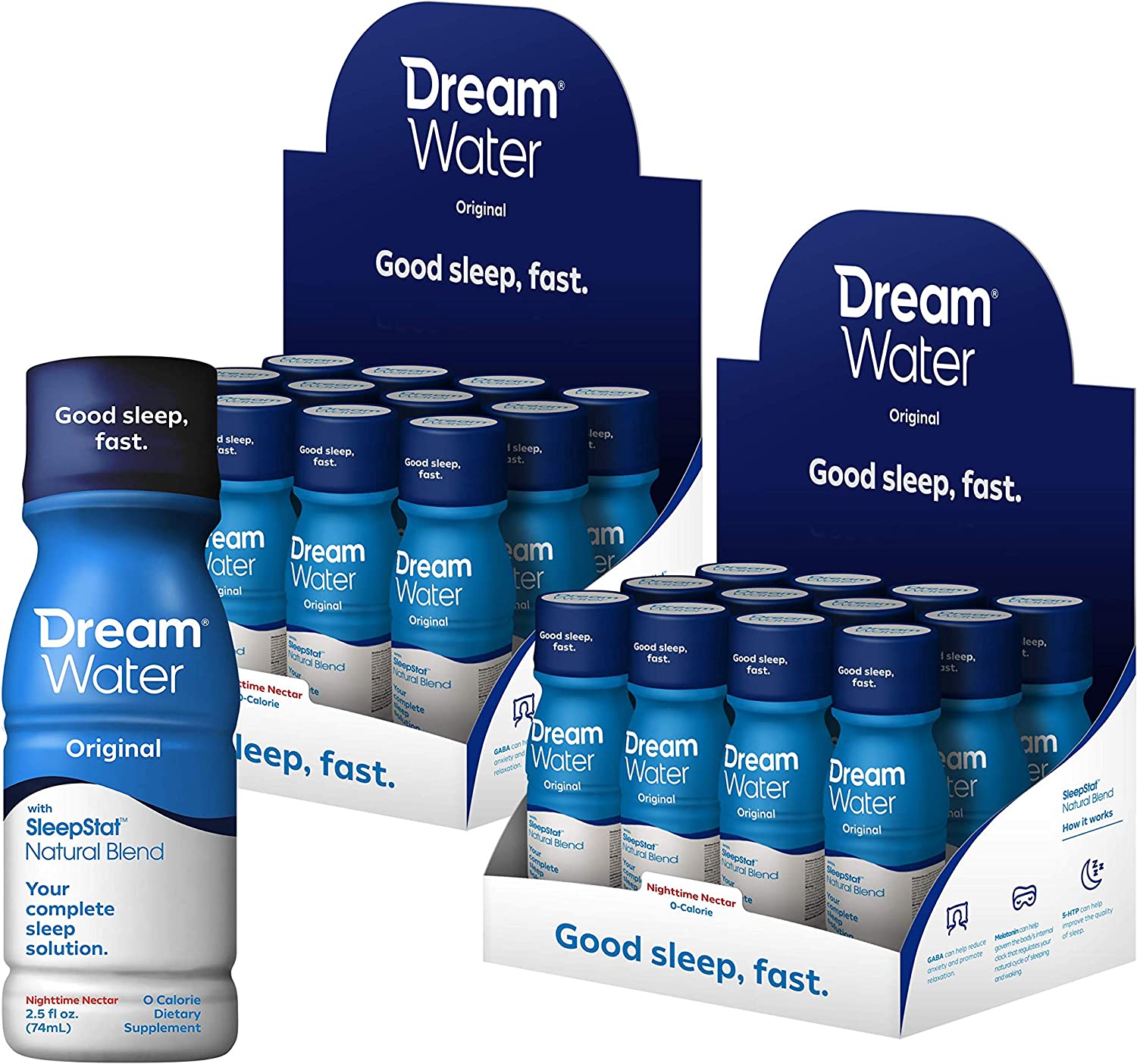 Dream Water Natural Sleep Aid; GABA, MELATONIN, 5-HTP,Shot, Nighttime ...