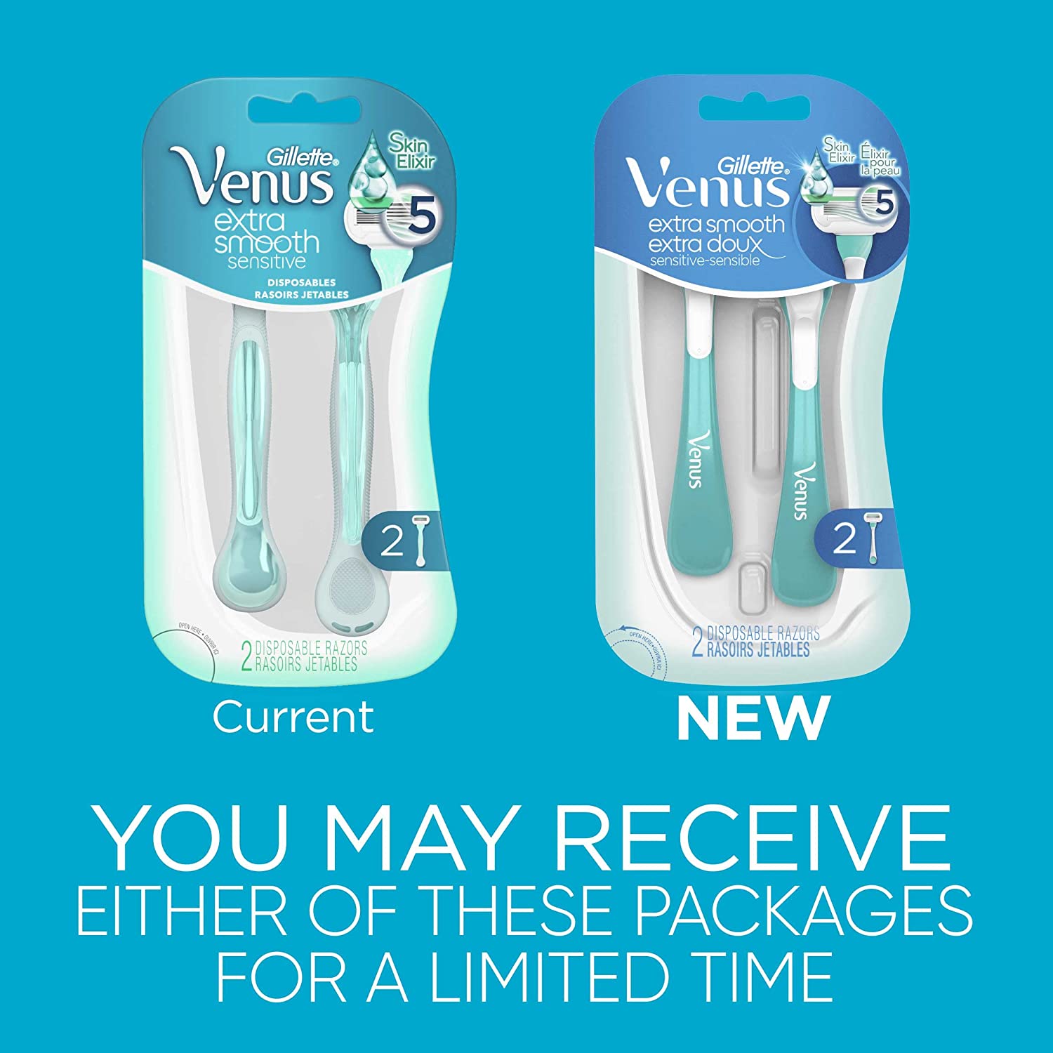Gillette Venus Extra Smooth Sensitive Disposable Razors for Women with ...