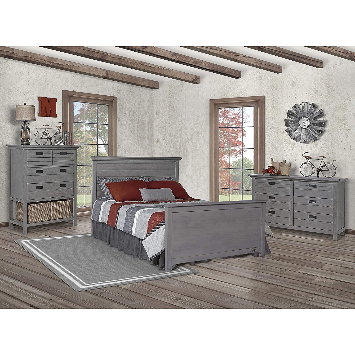Evolur Universal Low Profile Footboard, Rustic Grey