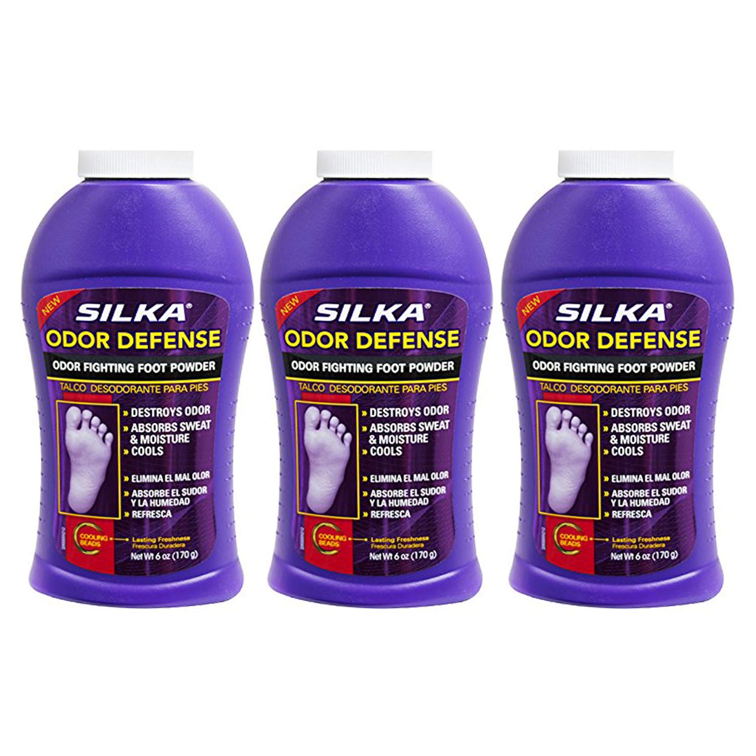 SILKA Odor Fighting Foot Powder, 6 oz Pack 3
