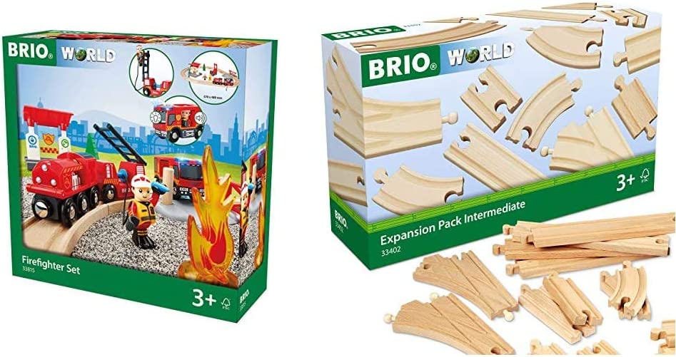 BRIO 33815 Rescue Firefighter Set | 18 Piece Train Toy with a Fire ...