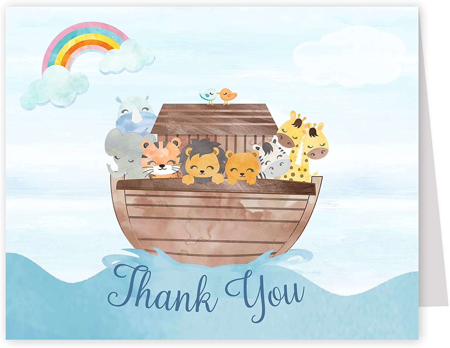 Noah"s Ark Thank You Cards Watercolor Thank You Notes Twins Boy Girl ...