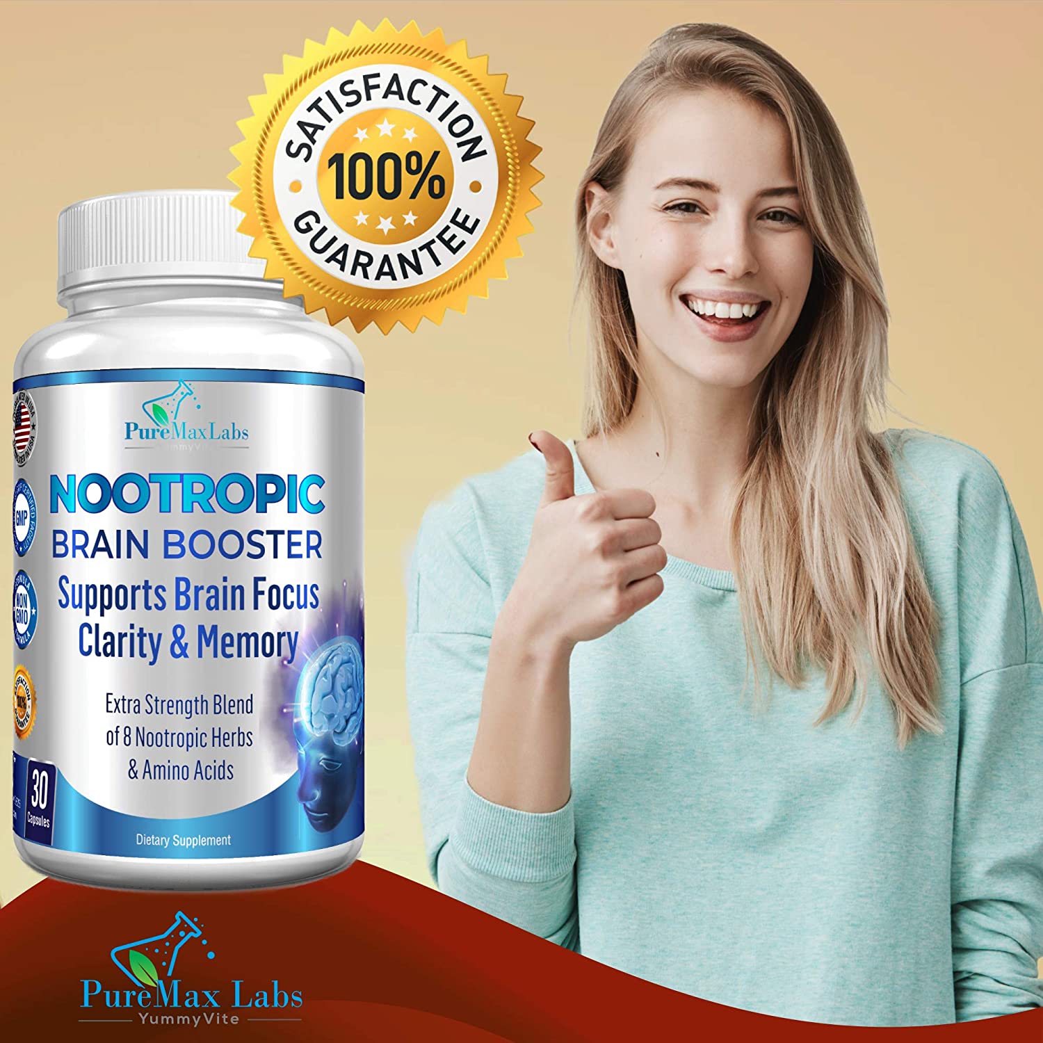 Nootropic Brain Booster For Focus Energy Memory Concentration