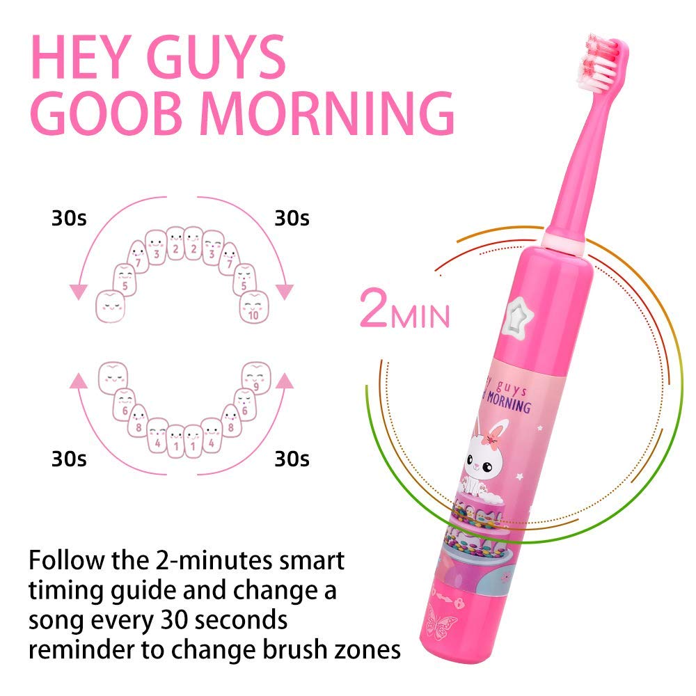 Musical Electric Toothbrushes for Kids Children, 3 Modes 2 Min Timer ...