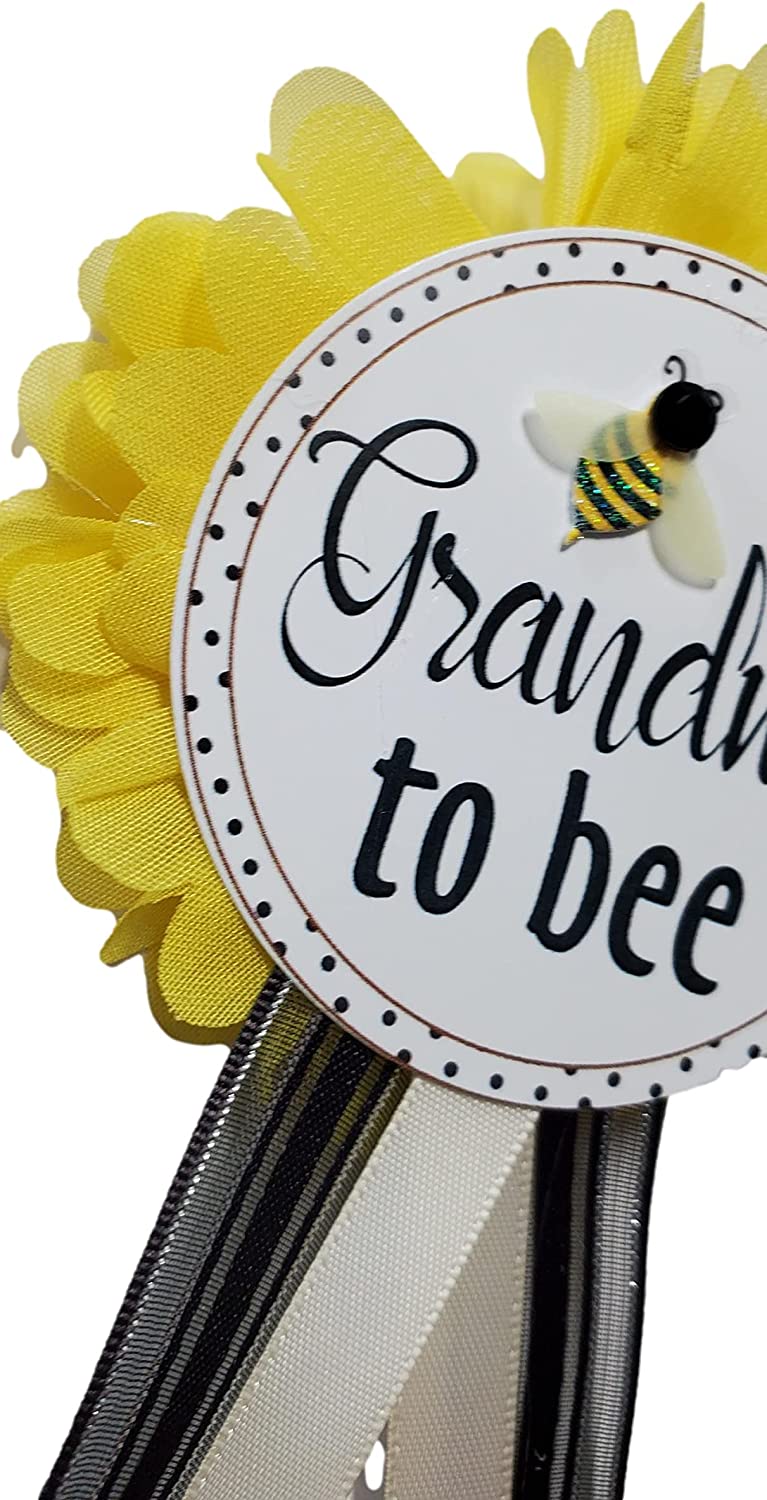Grandma to Be Pin Bee Baby Shower Badge Corsage Yellow Flower & Black ...