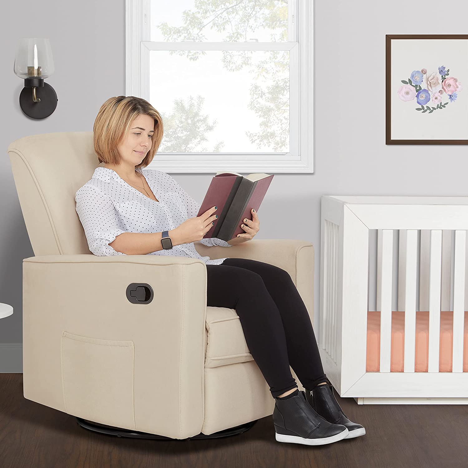 Evolur Raleigh Basic Glider, Recliner and Rocker in Shell