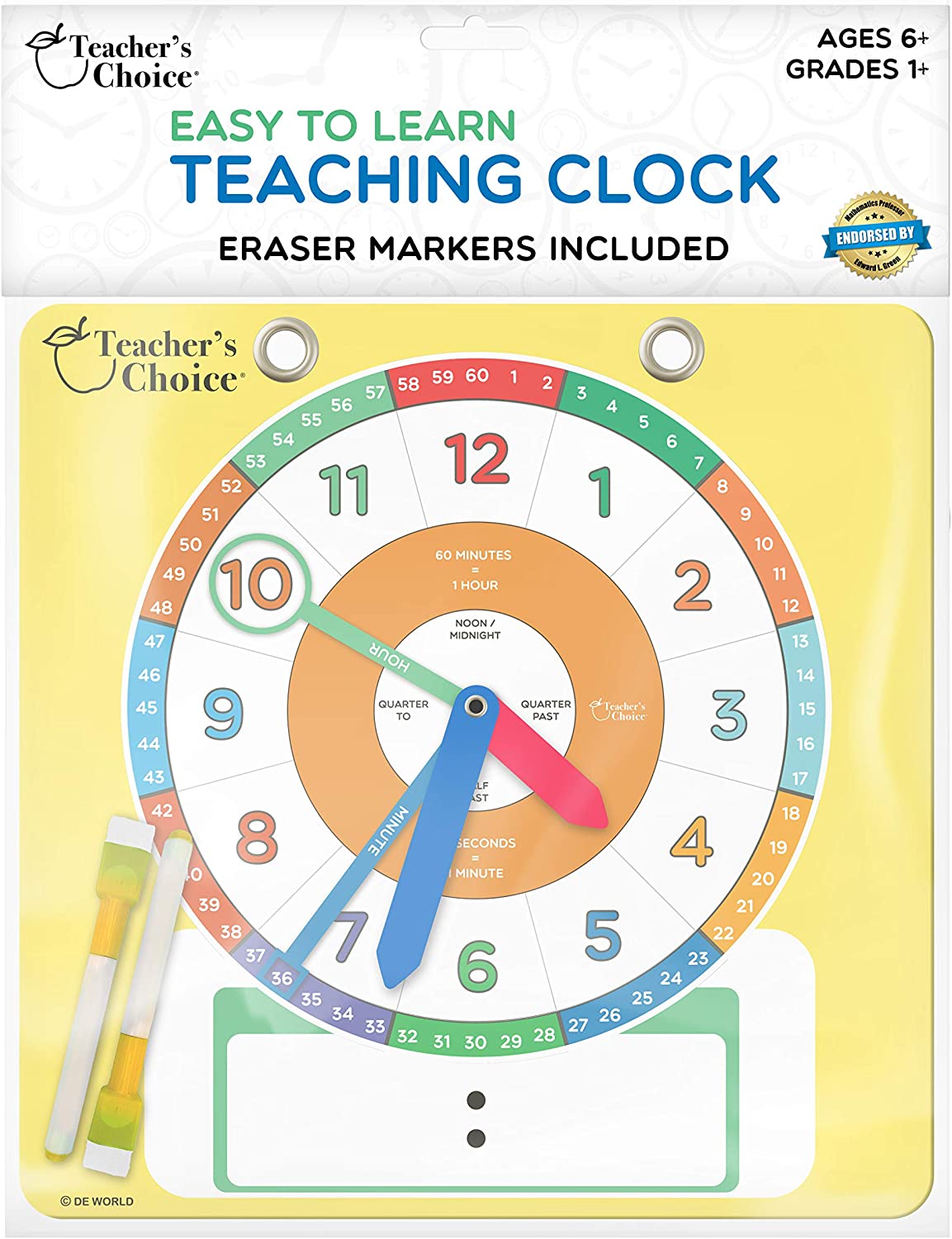 Teacher's Choice Dry Erase Educational Teaching Clock | Large ...