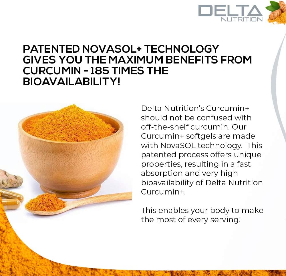 Delta Nutrition Curcumin+ w/NovaSOL Liquid Micelle Technology - 185x ...