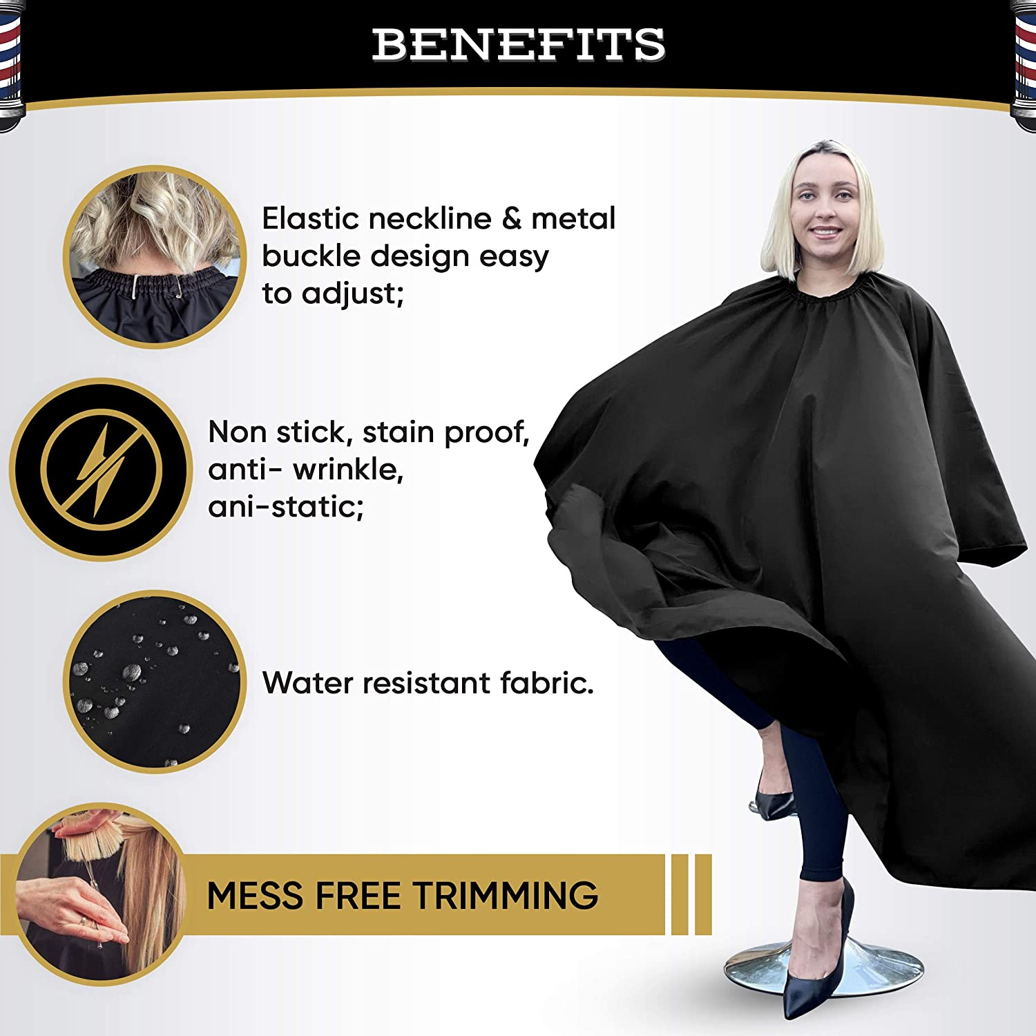 MASHELE Waterproof Barber Styling Cape Bundle with Beard Cover- for Men ...