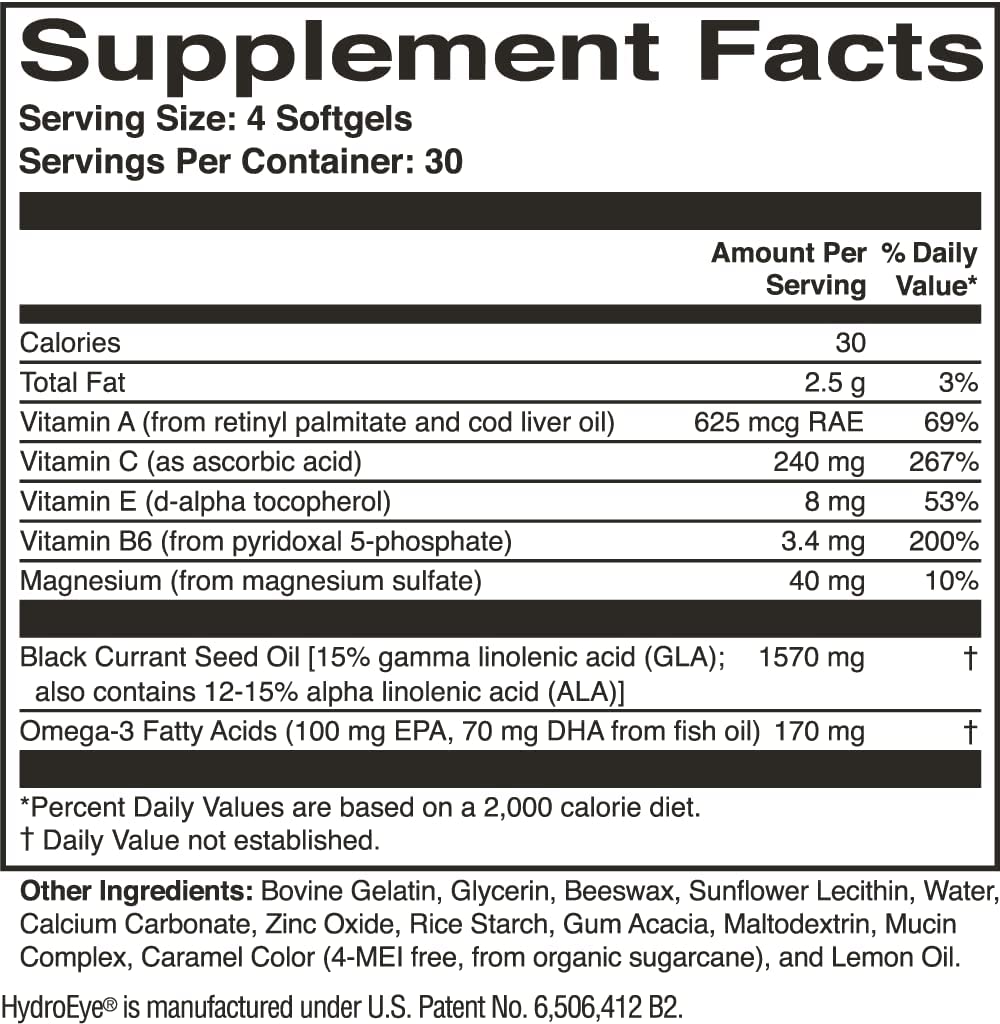 HydroEye Softgels - Dry Eye Relief - Features GLA, EPA, DHA and Other ...