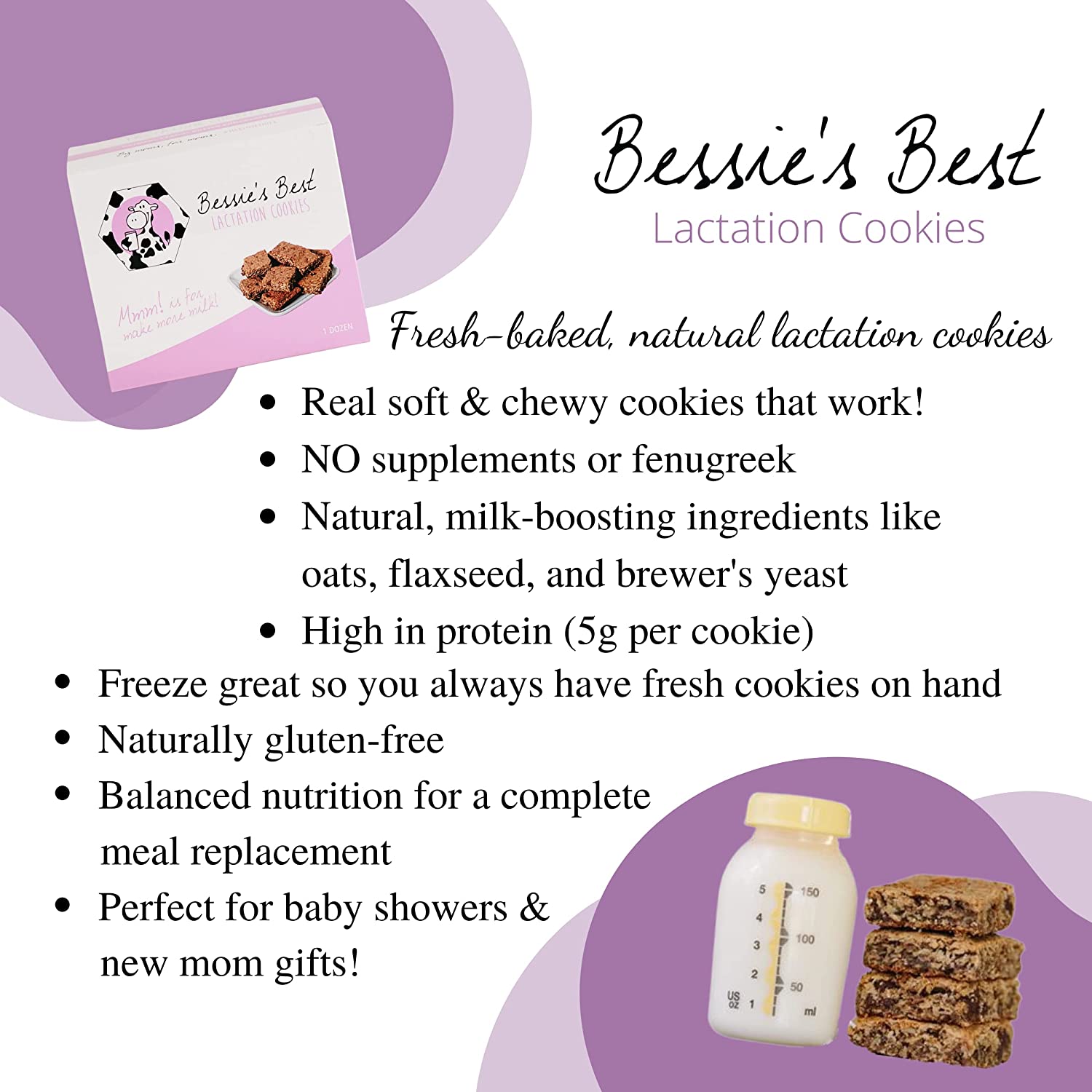 Bessie's Best Lactation Cookies - 9 individually-wrapped soft PB ...