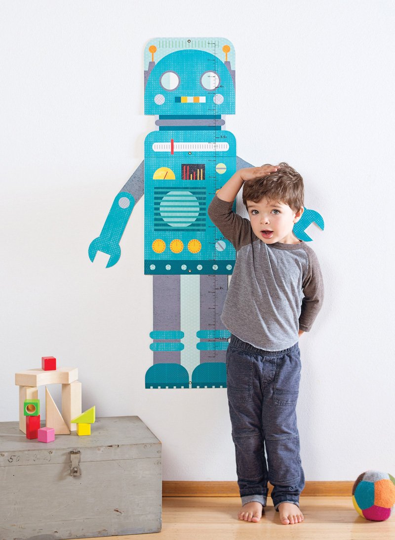 Petit Collage Folding Growth Chart, Blue Robot