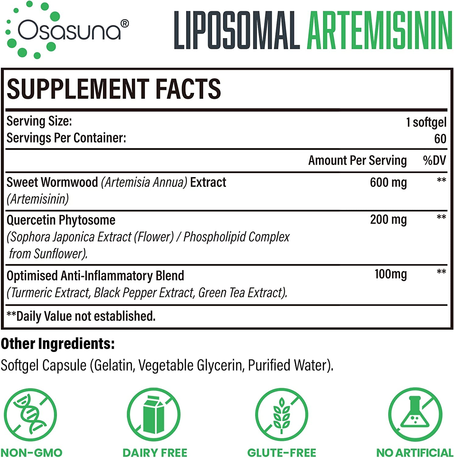 Liposomal Artemisinin 600MG with Quercetin Phytosome, Maximum ...