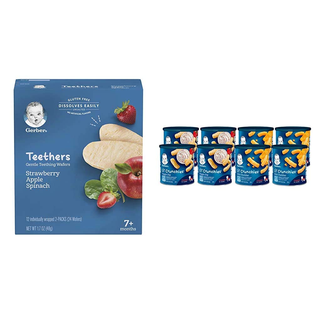 Gerber Teethers Gentle Teething Wafers - Strawberry Apple Spinach, 6 ...