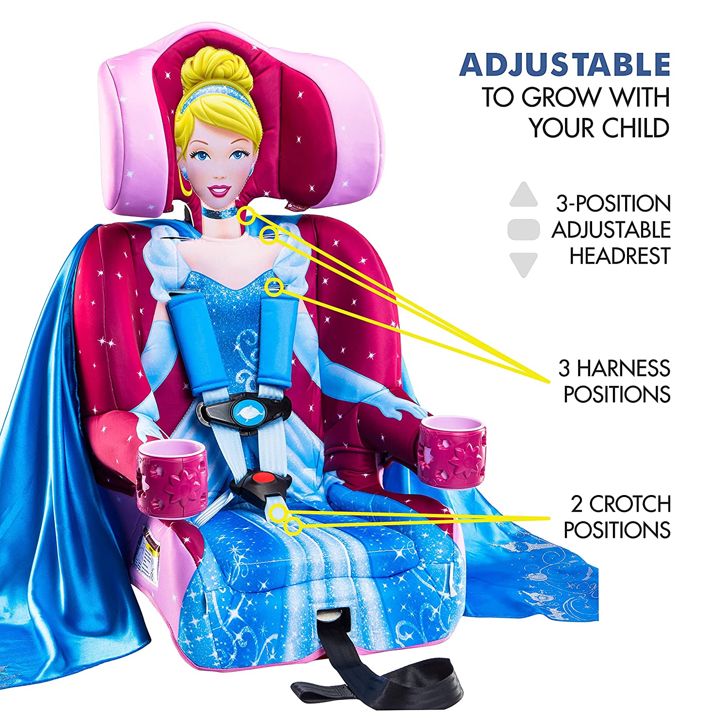 KidsEmbrace 2-in-1 Harness Booster Car Seat, Disney Princess Cinderella ...