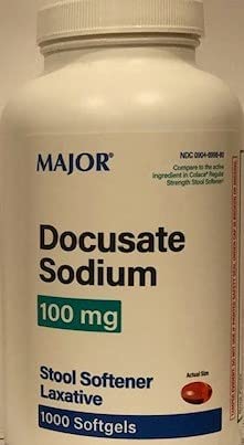 Major Docusate Sodium Softgels 100mg 1000 Count.