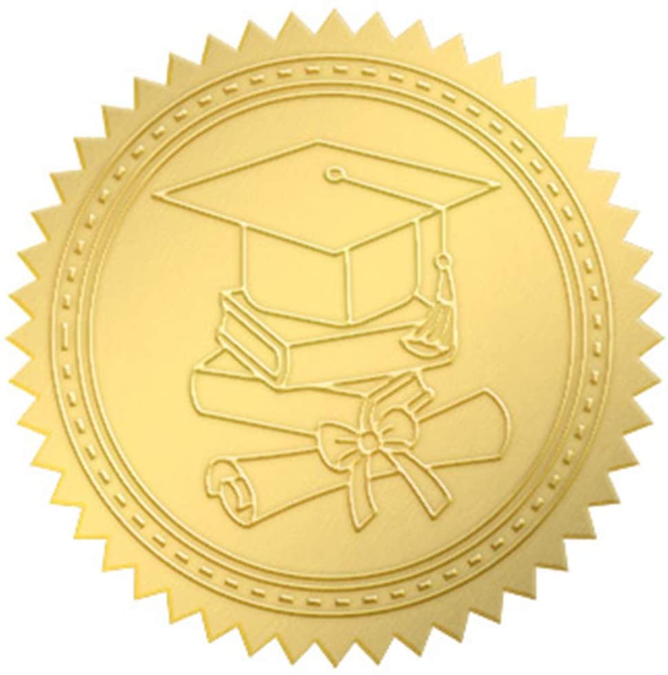 CRASPIRE Embossed Graduation Cap Diploma Gold Certificate Seals Self ...