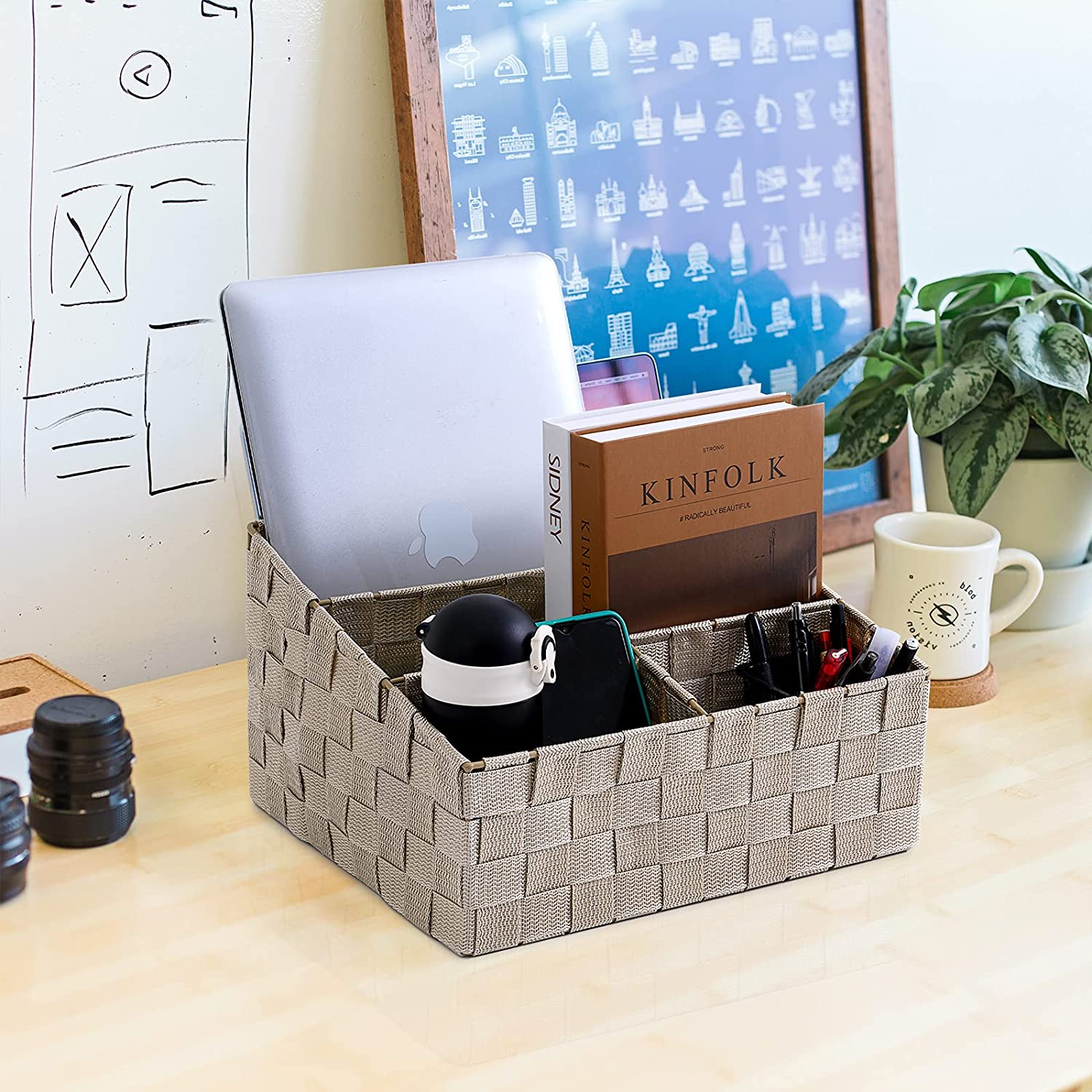 Alefar Woven Mail Desk File Organizer, Storage Drawer Bins for ...