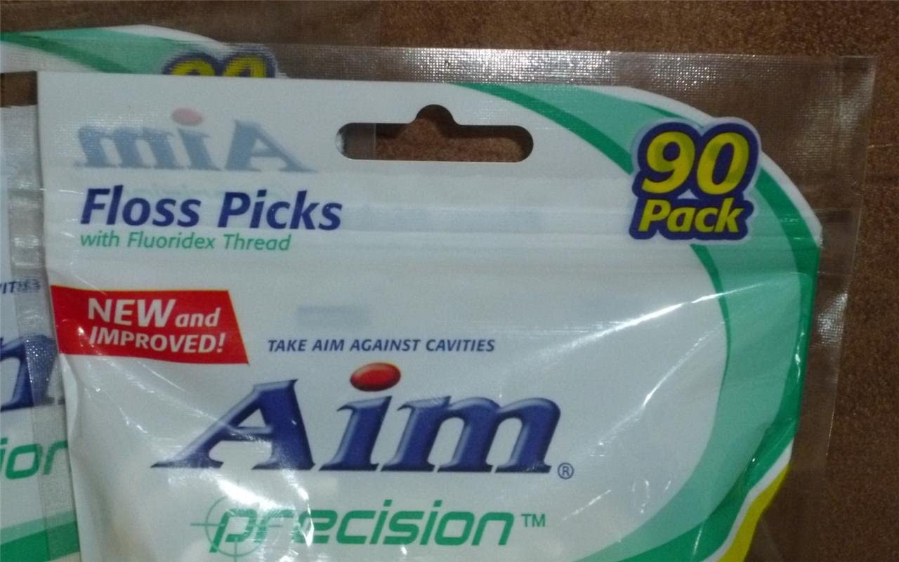 Aim Precision 90 Count Shed Resistant Angled Dental Picks (4 Pack)