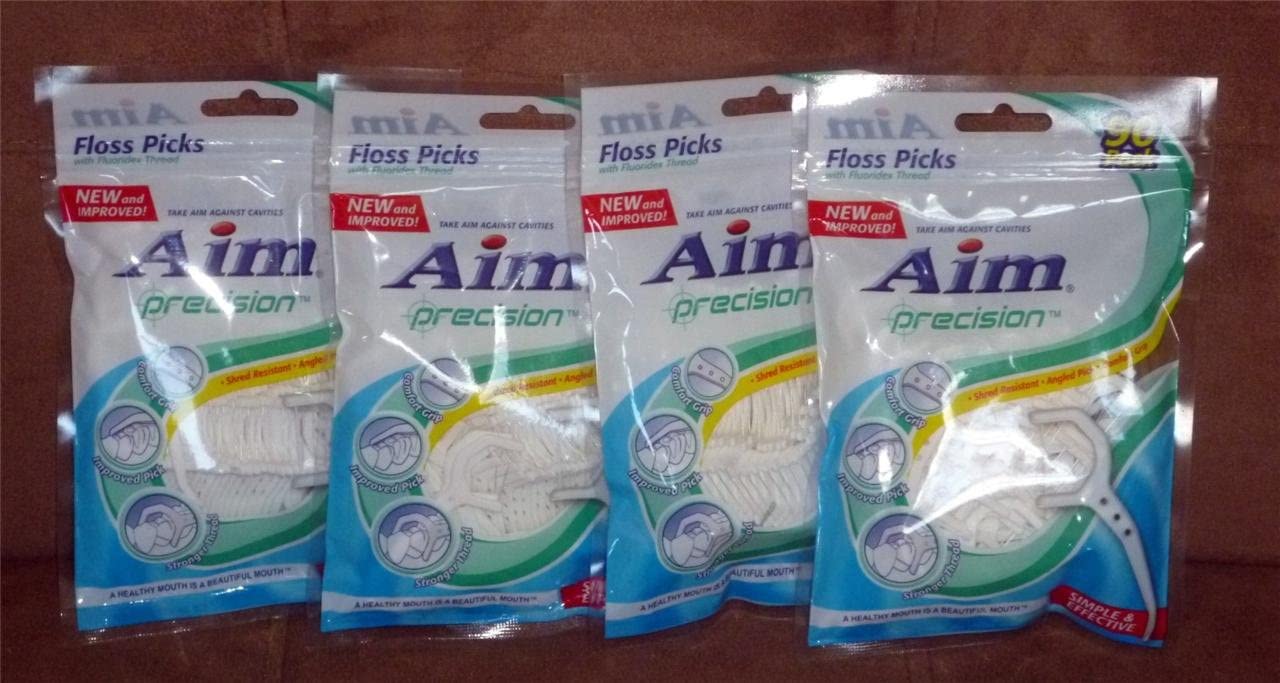 Aim Precision 90 Count Shed Resistant Angled Dental Picks (4 Pack)
