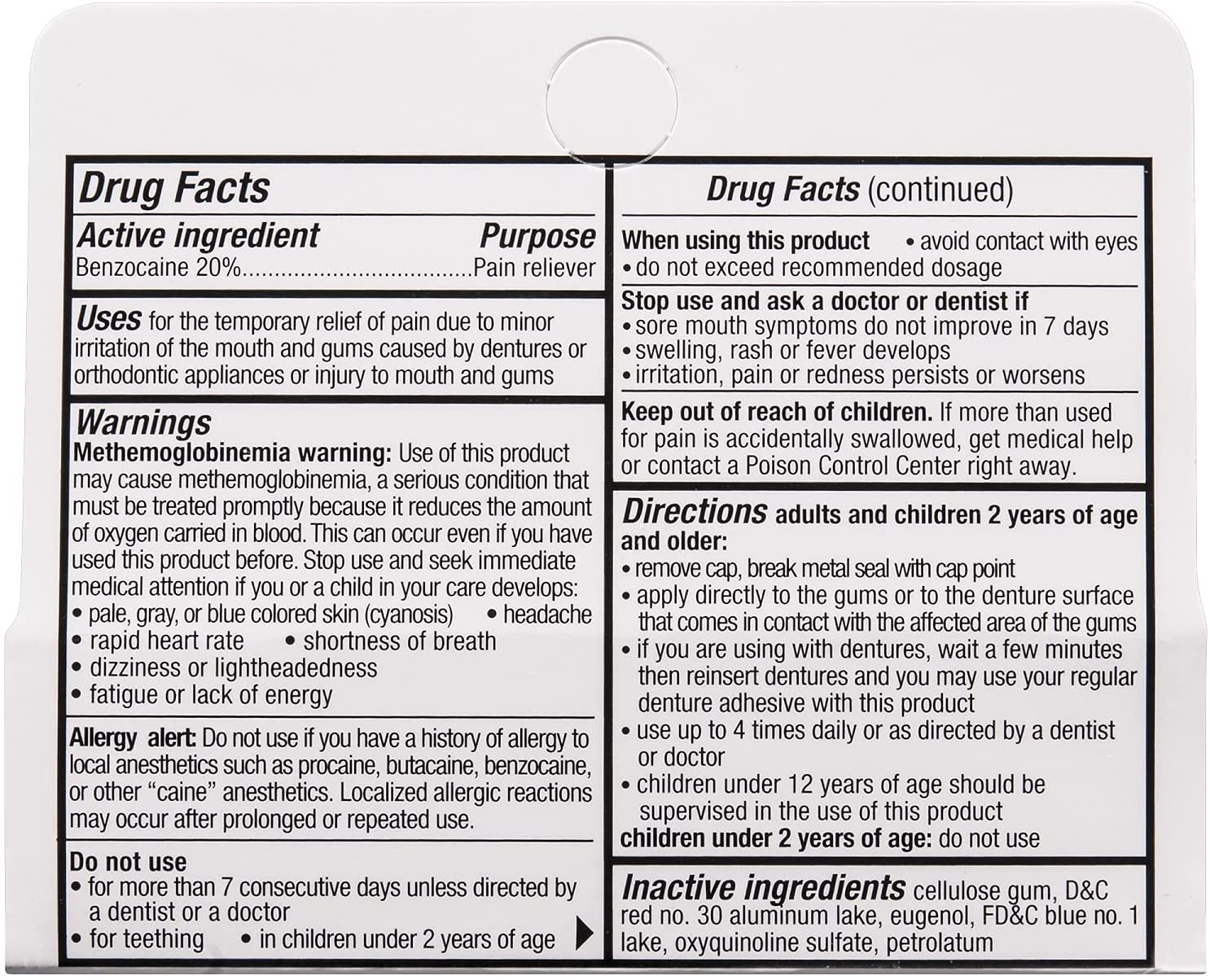 Benzodent Dental Pain Relieving Cream for Dentures and Braces, 0.25 ...