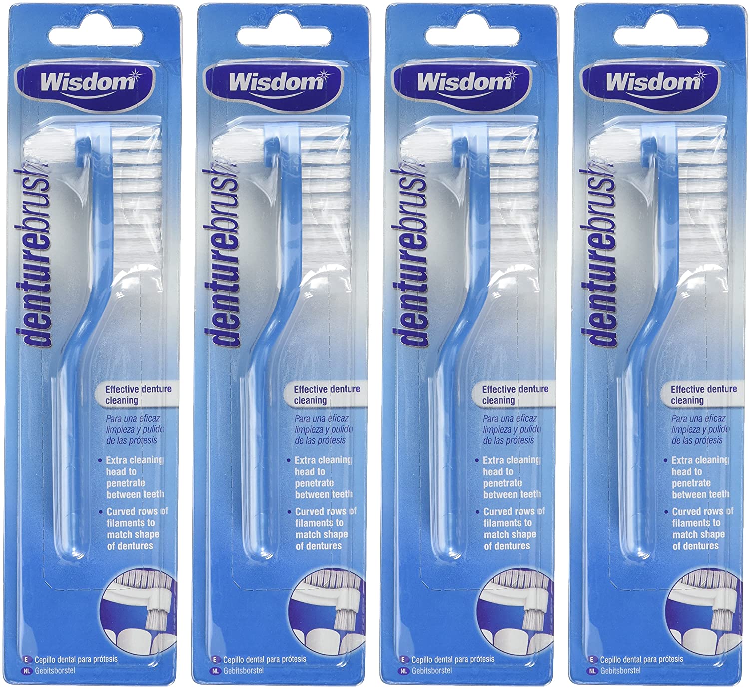 Wisdom Denture Brush, Pack of 4