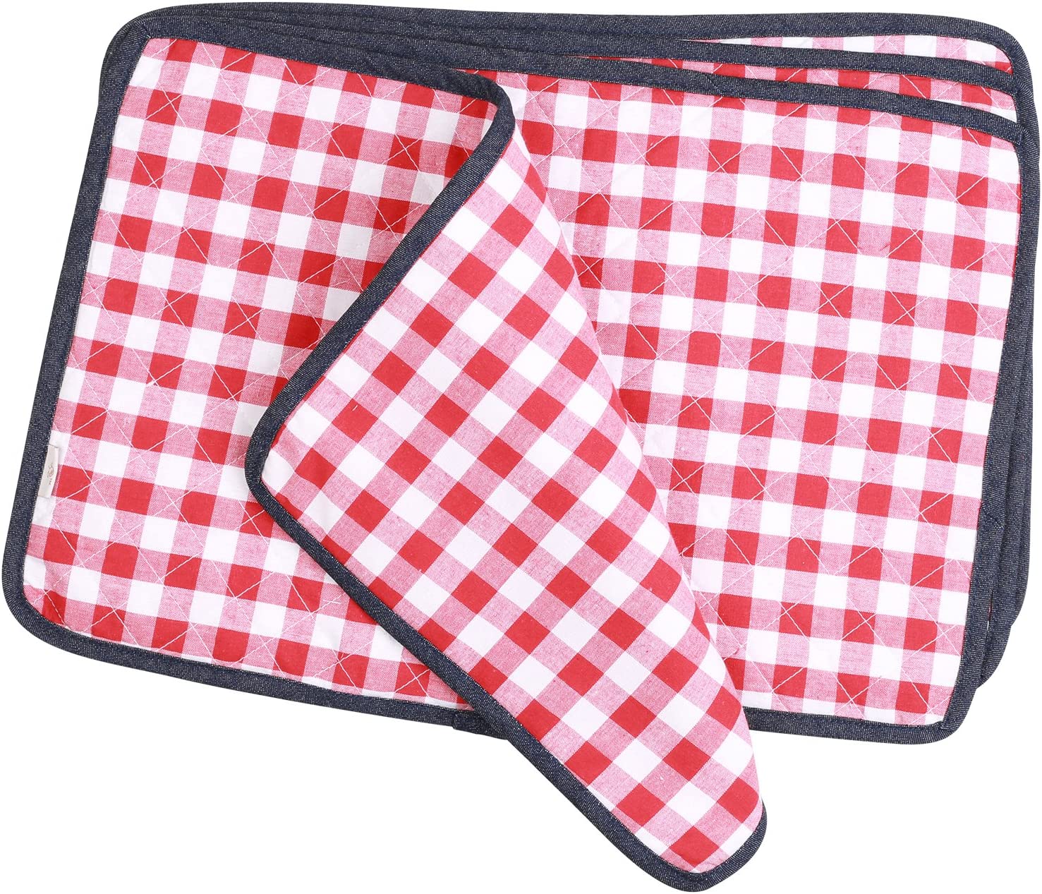 NEOVIVA Woven Cotton Quilted Place Mats Set of 4 for Dining Table ...