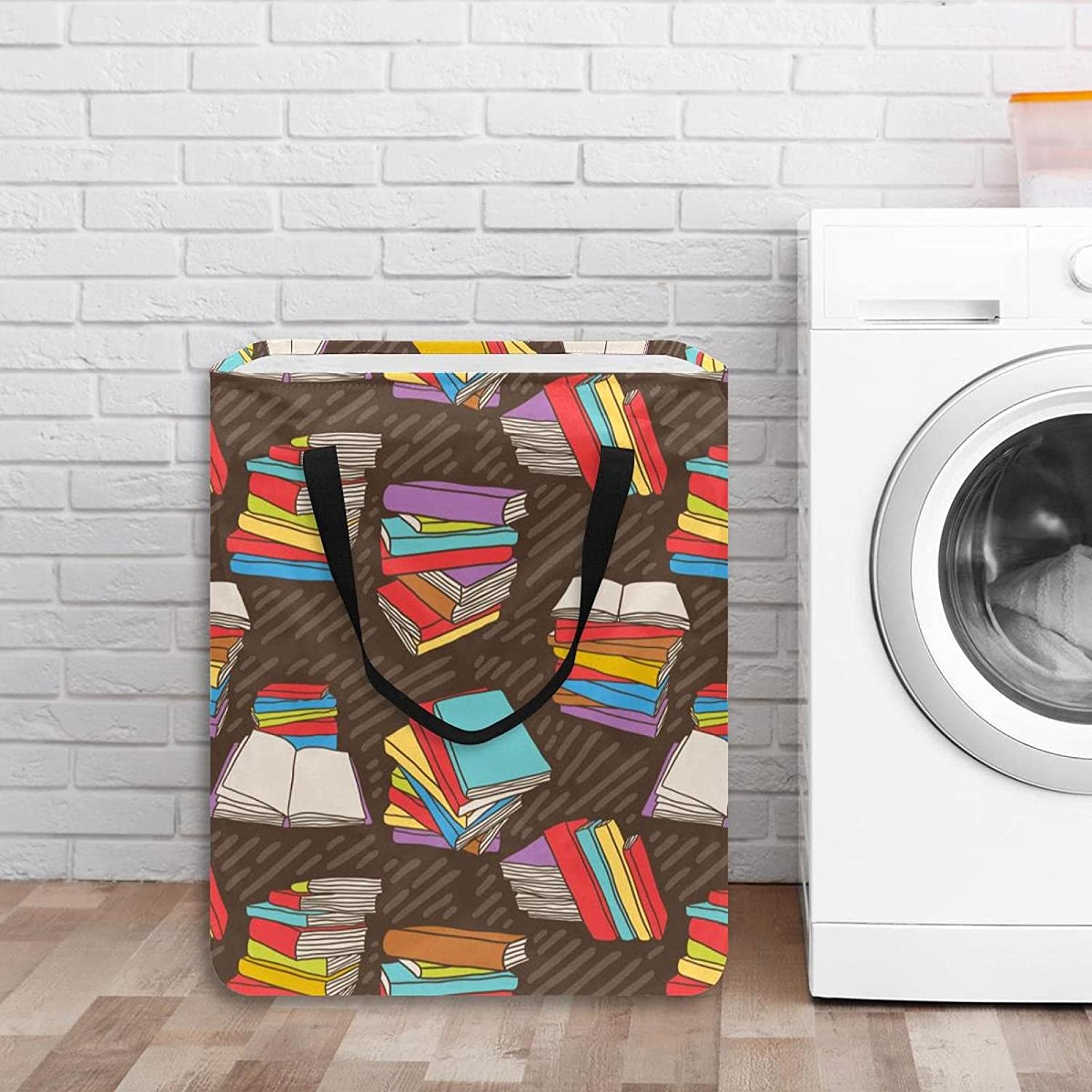 Stack Of Books Pattern Large Sized Storage Baskets with Handle ...