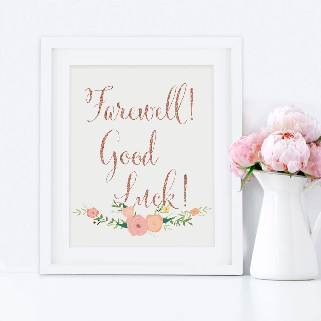 Andaz Press Retirement Party Signs, Faux Rose Gold Glitter with Florals ...