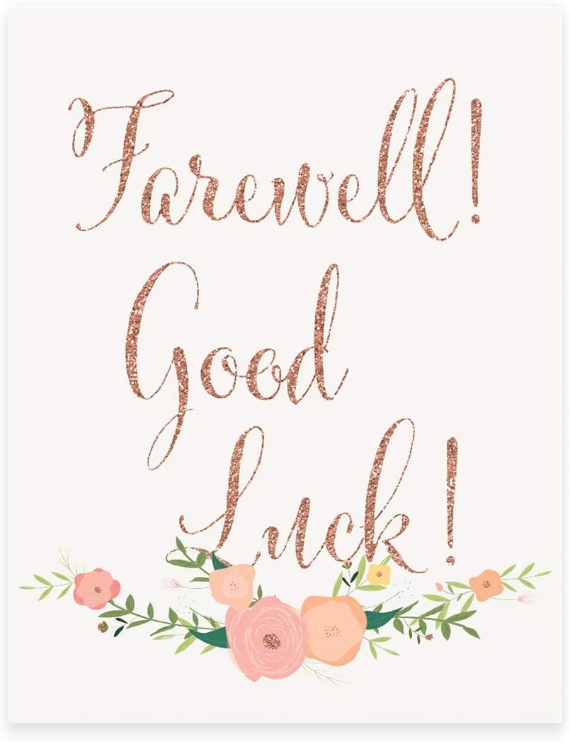 Andaz Press Retirement Party Signs, Faux Rose Gold Glitter with Florals ...