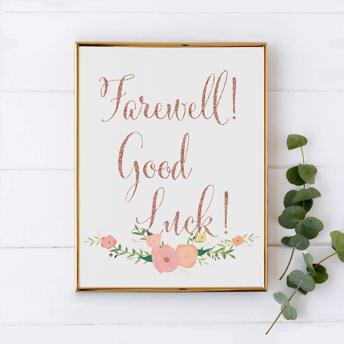 Andaz Press Retirement Party Signs, Faux Rose Gold Glitter with Florals ...