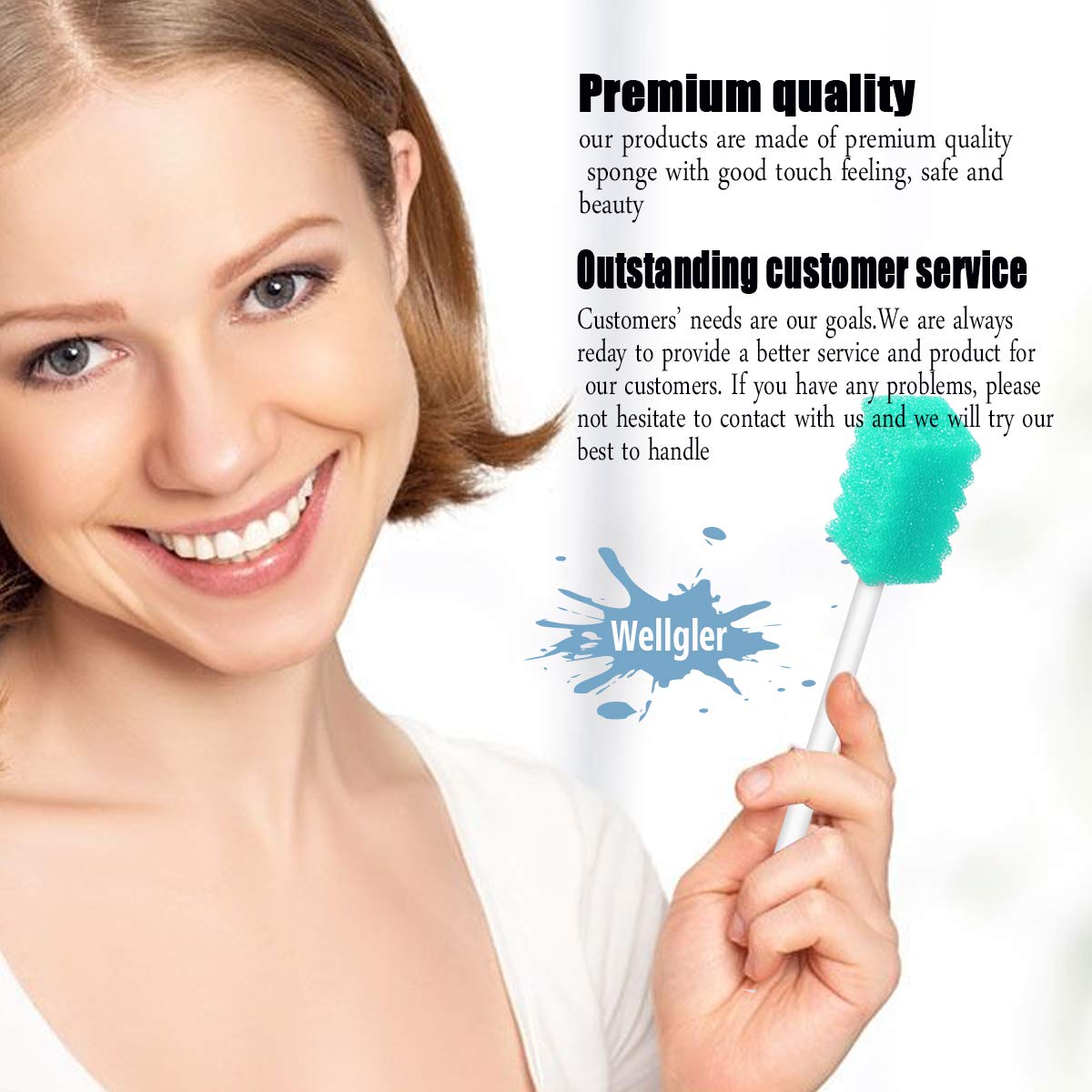 Wellgler"s Disposable Oral Swabs, Sterile Sponge Mouth Swabs (100pcs ...