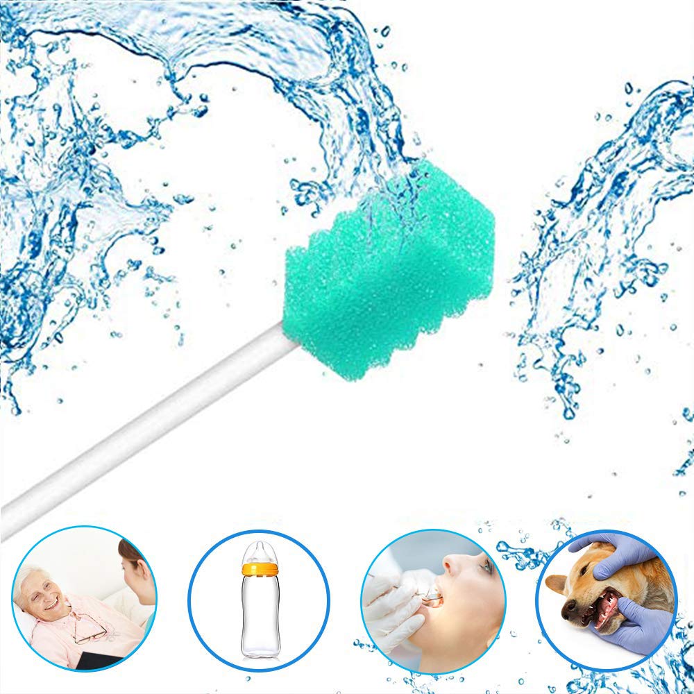 Wellgler"s Disposable Oral Swabs, Sterile Sponge Mouth Swabs (100pcs ...