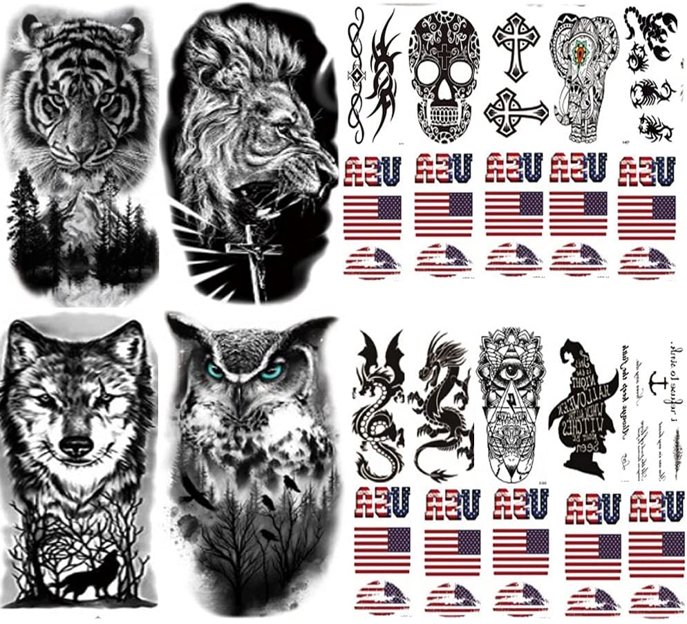 Temporary Tattoo Stickers (8 Full-arm Tattoo Stickers for Men and Women ...