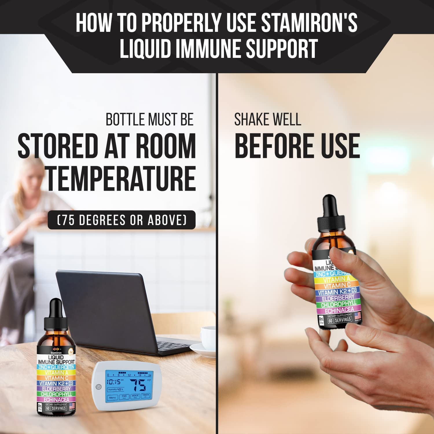 Liquid Immune Support with Vitamin D3 5000iu Zinc Quercetin Vitamin C ...