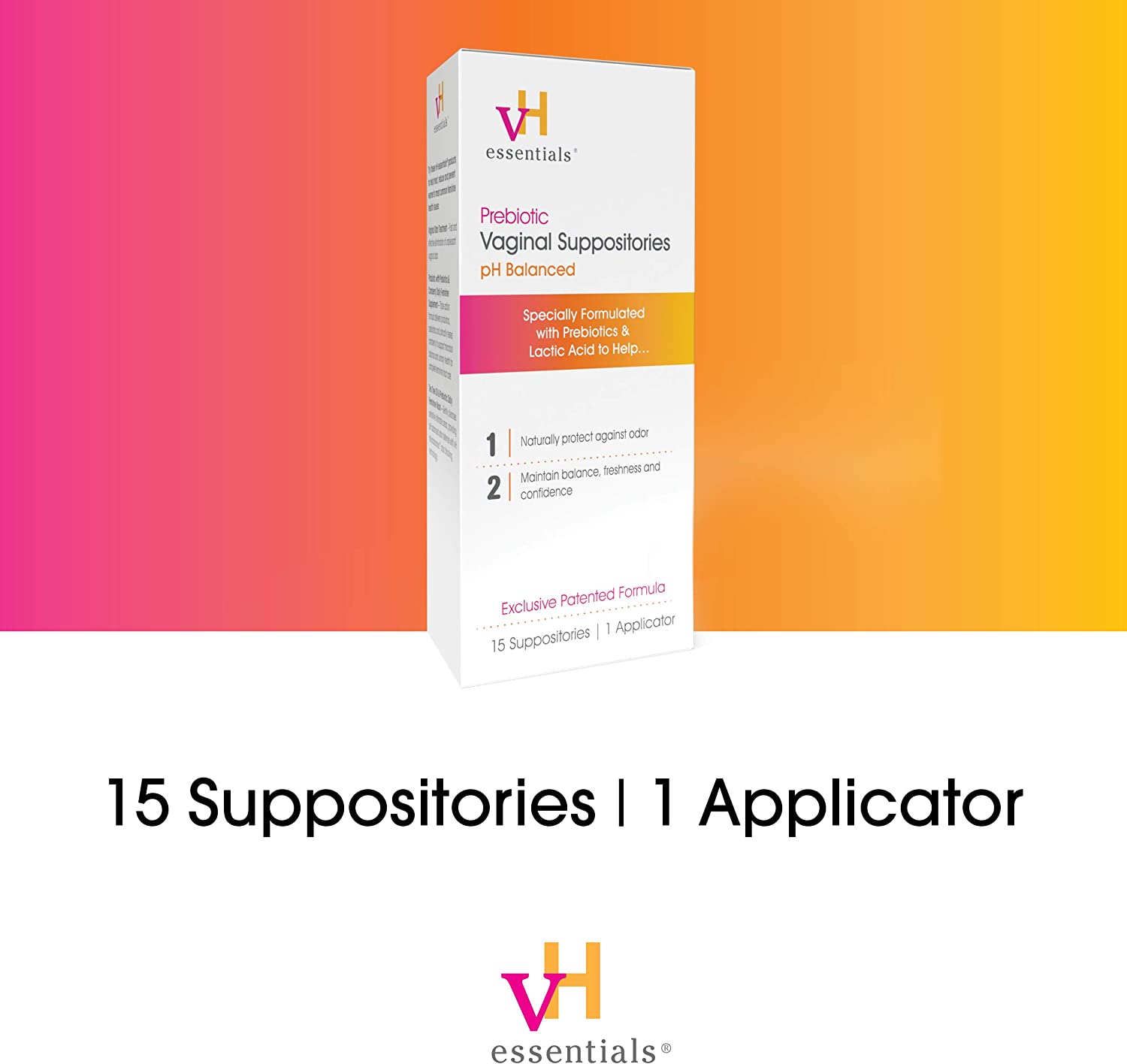 vH essentials Prebiotic PH Balanced Vaginal SuppositoriesBox, Original ...