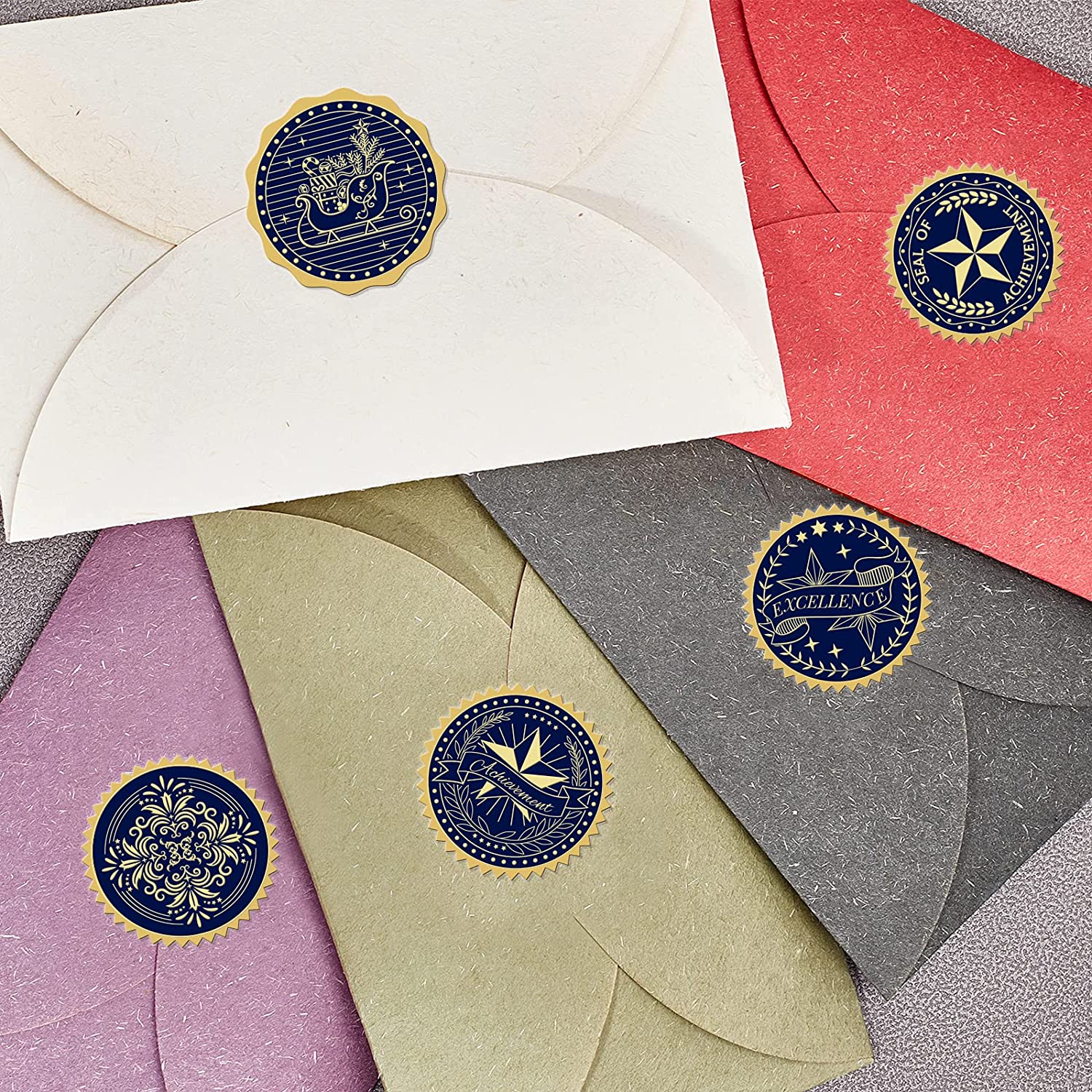 CRASPIRE Gold Foil Certificate Seals 2" Round Self Adhesive Embossed ...