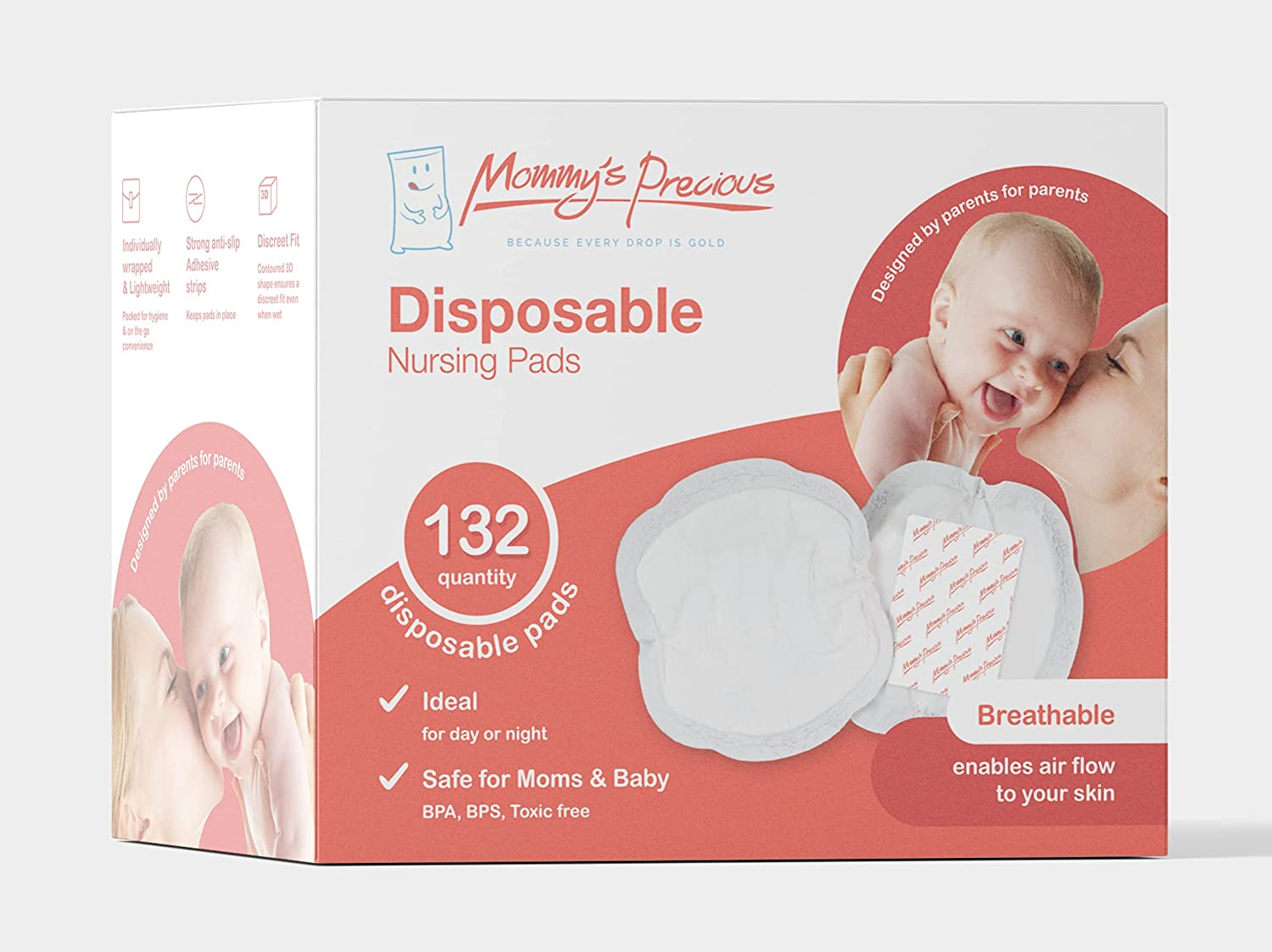 Mommy's Precious Disposable Cotton Nursing Pads 132 Packs for Pregnant ...