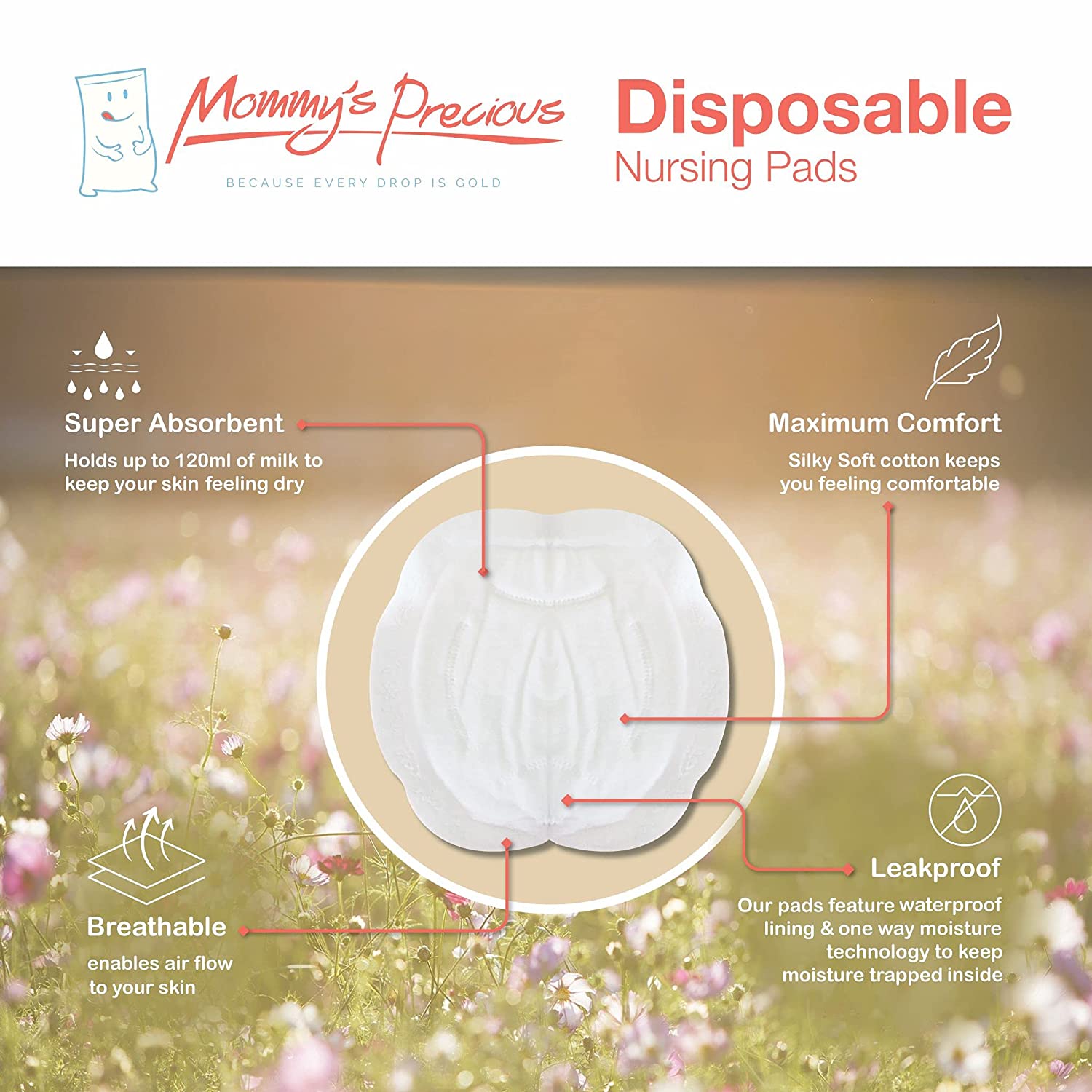 Mommy's Precious Disposable Cotton Nursing Pads 132 Packs for Pregnant ...