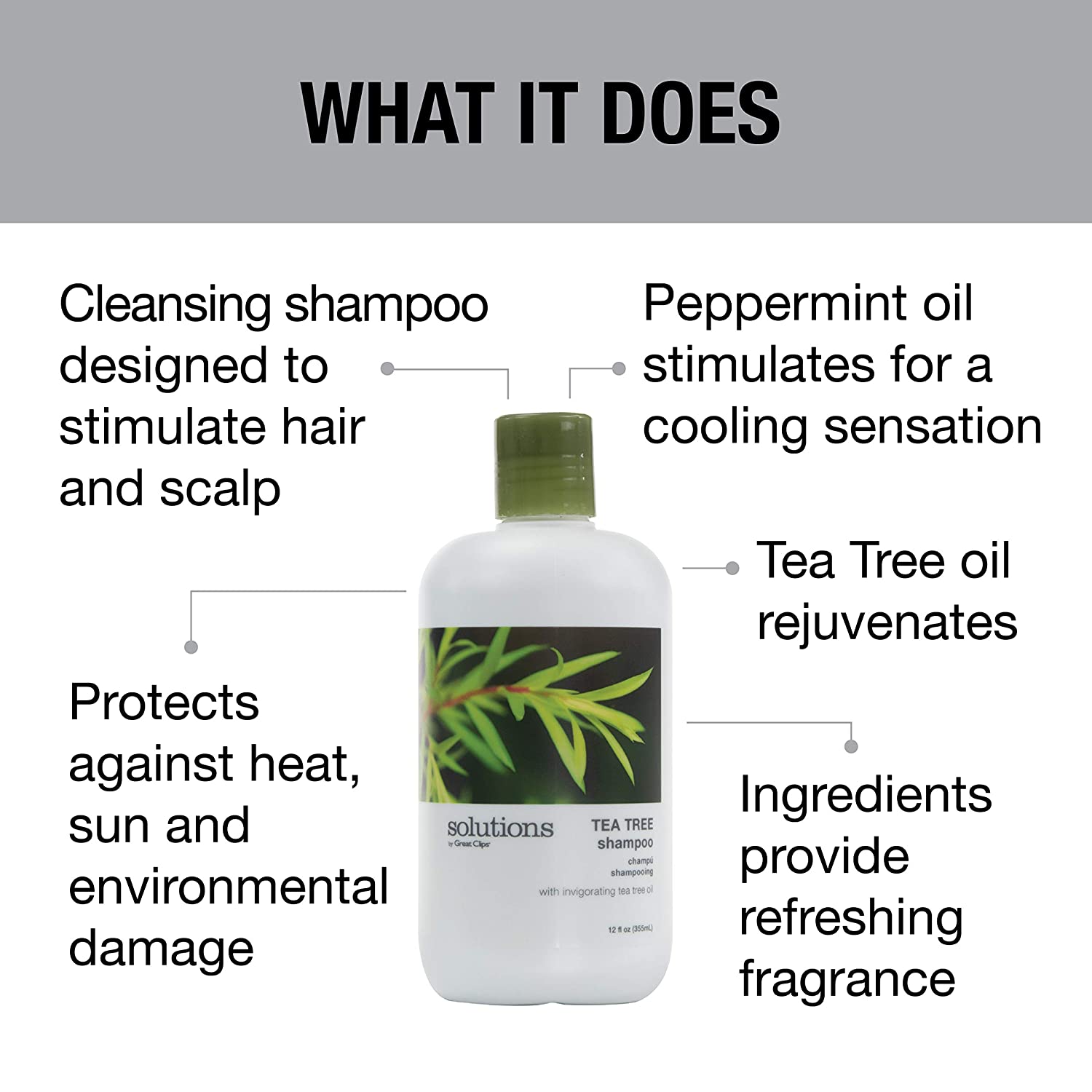 Solutions by Great Clips Tea Tree Shampoo 12oz | Natural Dry Scalp ...