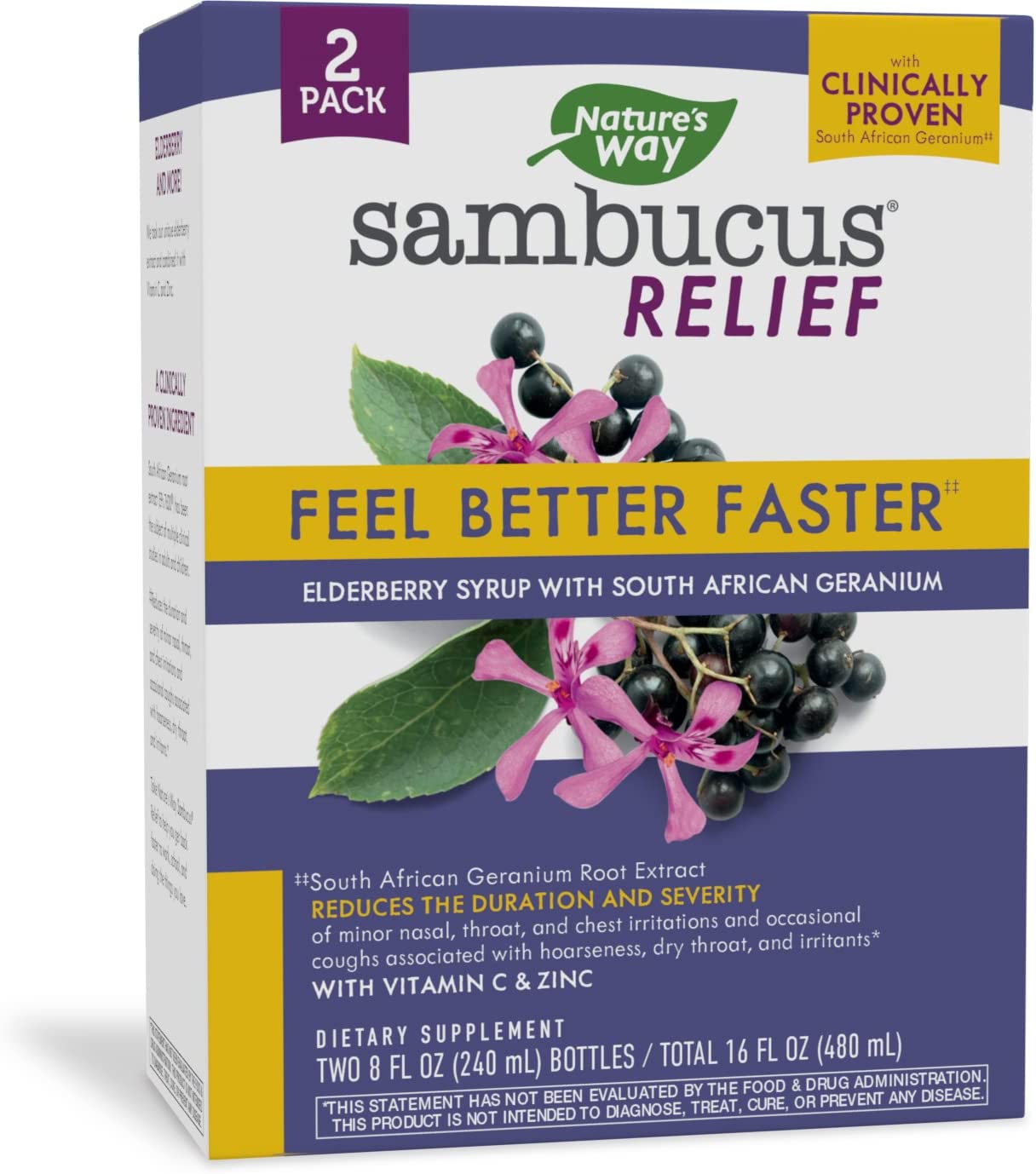 Nature"s Way Sambucus Relief Cough Syrup, Feel Better Faster ...